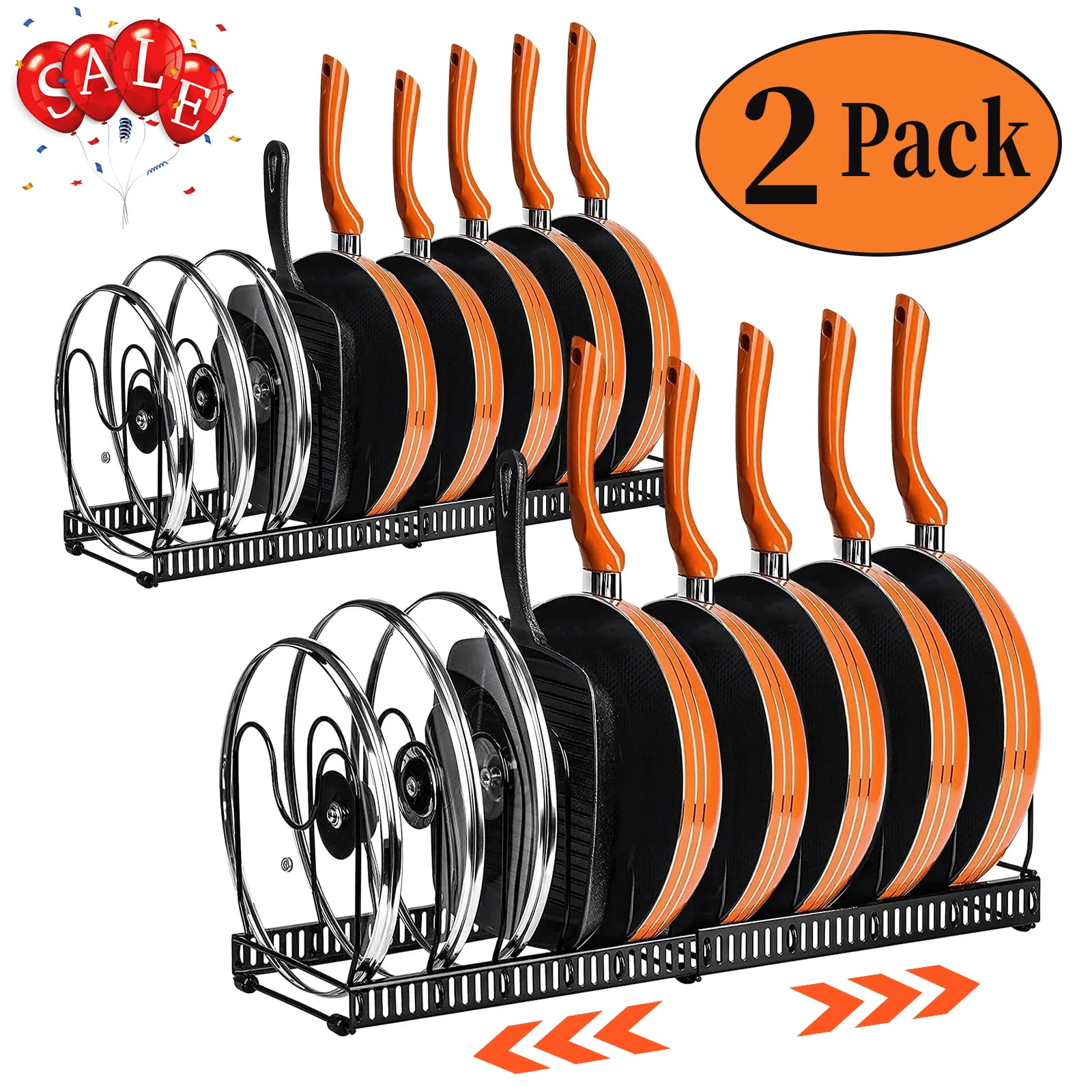 Werseon 2 Pack Expandable Pot Lid Rack Organizer, Pans Organizer Rack ...