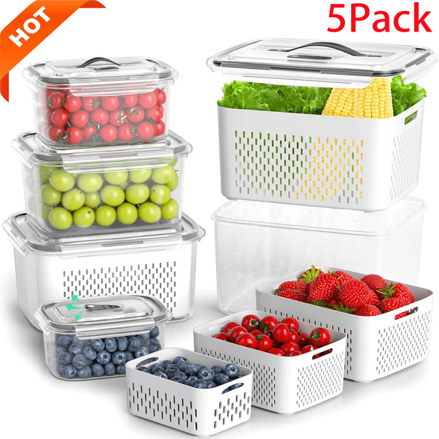 Werseon 5 Pack Airtight Food Storage Containers, 16000 ml Fridge with ...