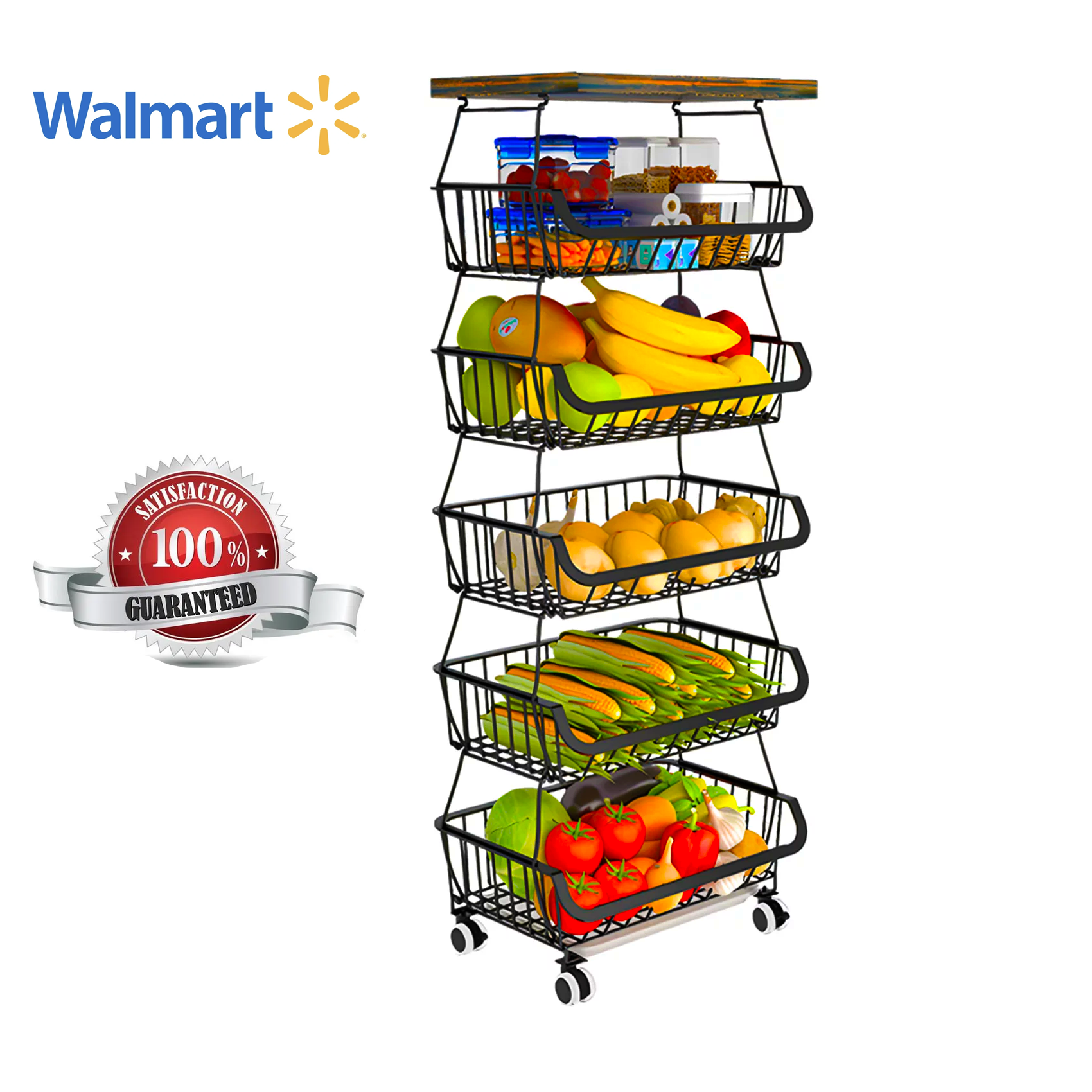 Walbest 1 Piece Plastic Fruit Vegetable Storage Basket, Stackable ...