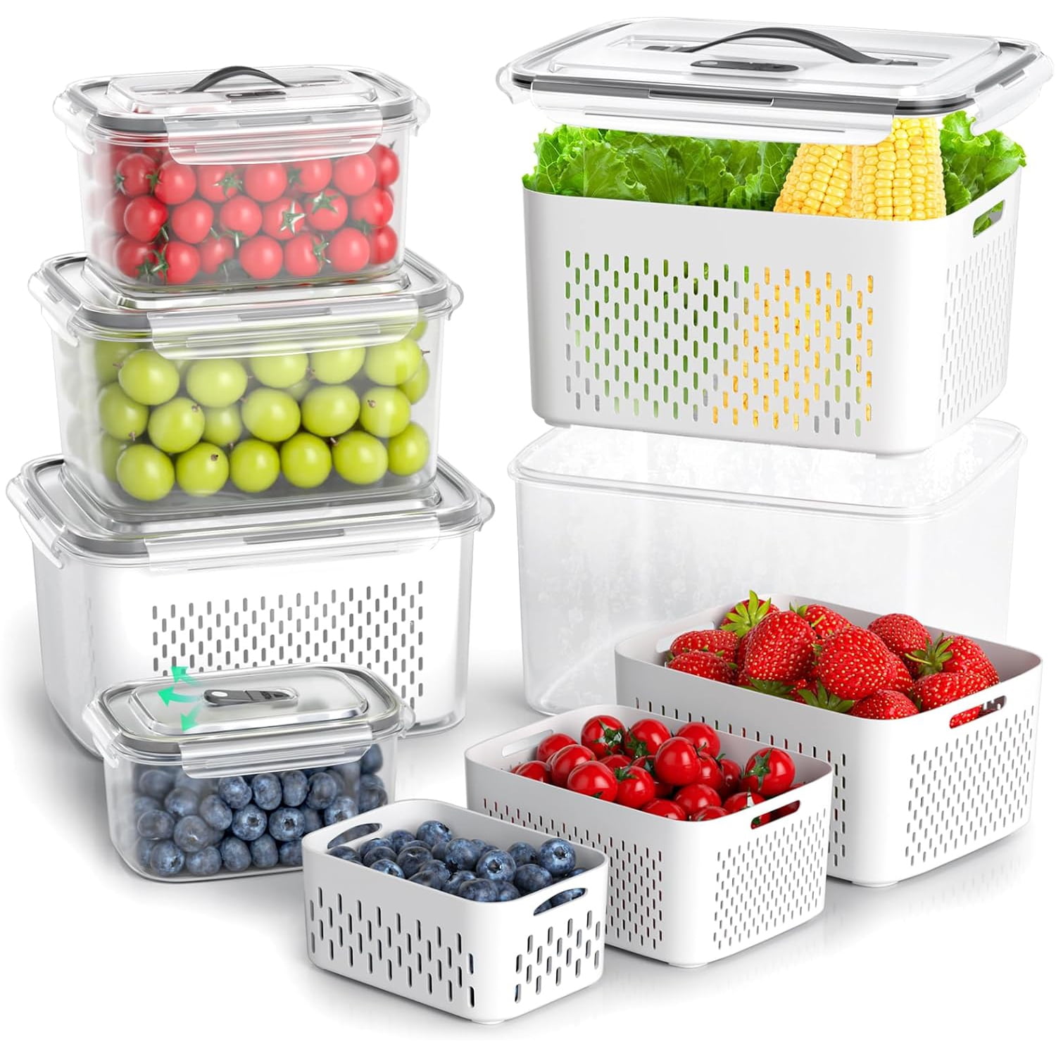 Werseon Airtight Food Storage Containers,5 Pack Fruit Storage ...