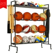 Sports Ball Organizer Storage Holder Rack Display with 3-Tier for Gym ...
