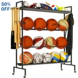 Werseon Basketball Rack, Rolling Ball Storage Stand, 4 Tier Balls ...