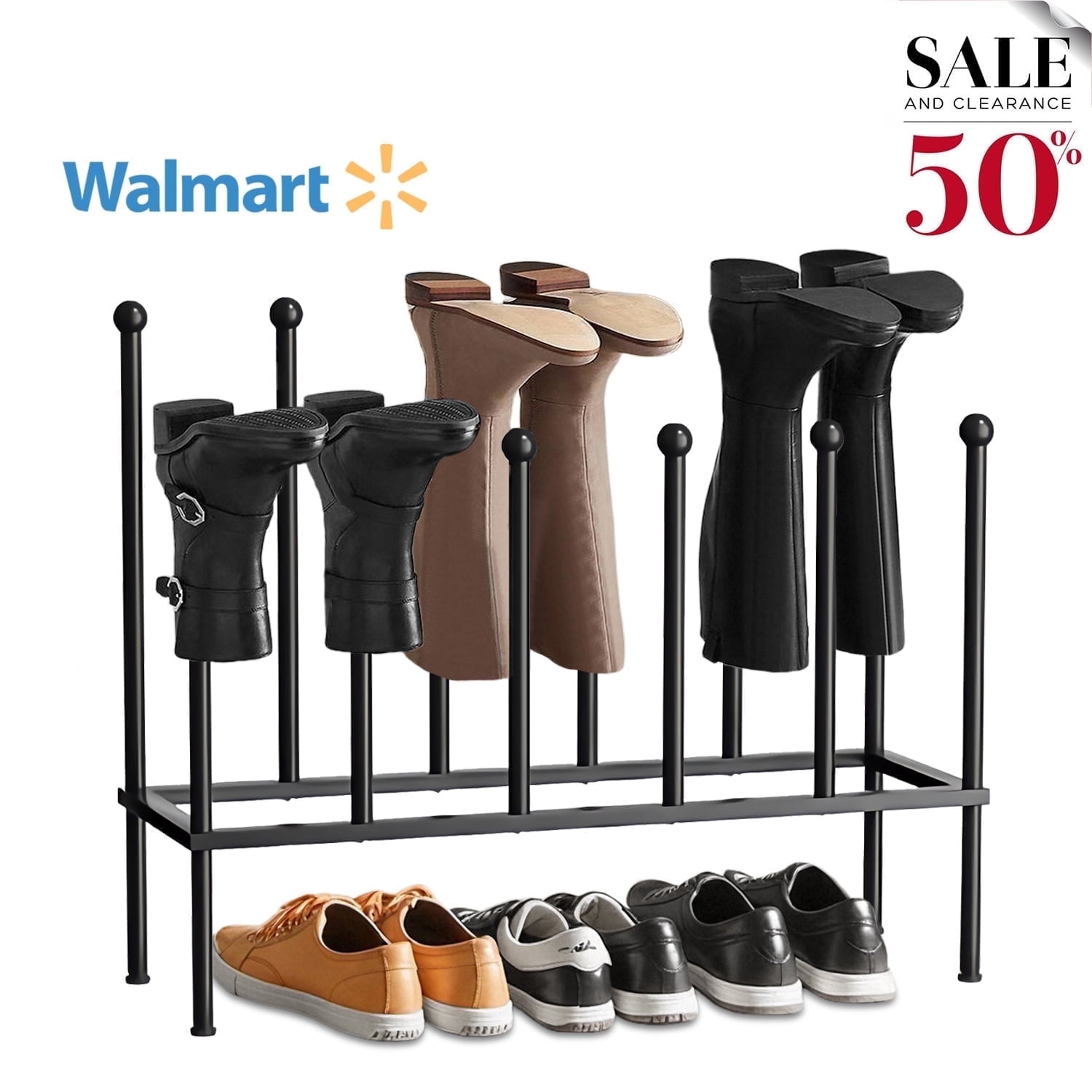 Werseon Boot Storage Organizer, 2-Tier Free-Standing Tall Boots Rack ...