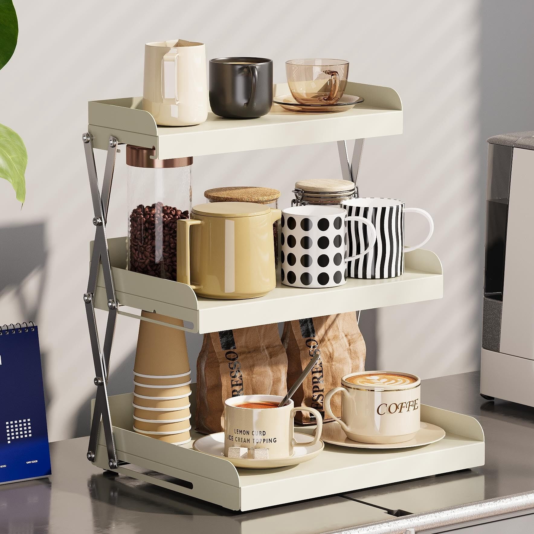 Werseon Collapsible Shelf Storage Rack, 3-Tier Storage Shelf Racks and ...