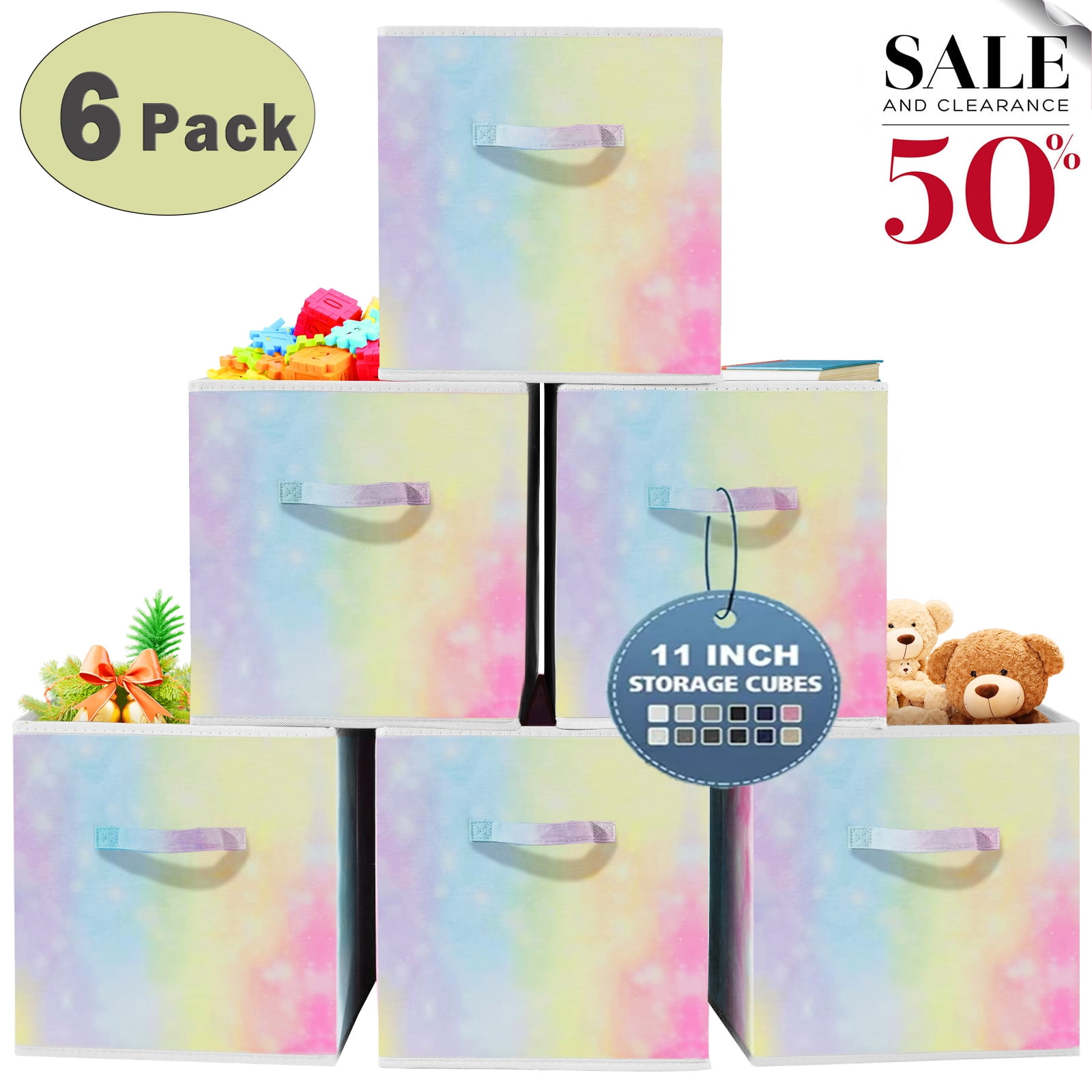 Werseon 11" Cube Storage Bins, Collapsible Fabric Storage Box with ...