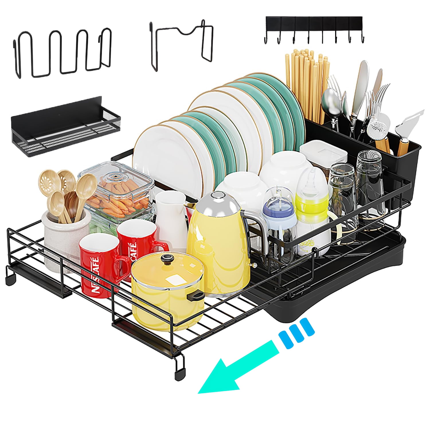 Werseon 2-in-1 Expandable Dish Drying Rack Kit, Stainless Steel Dish ...