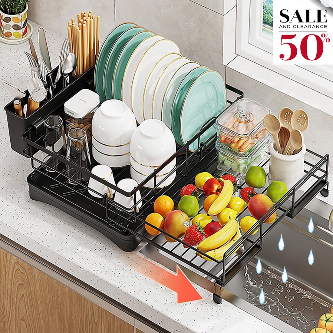 Werseon Expandable Dish Drying Rack, Large Dish Rack for Kitchen ...