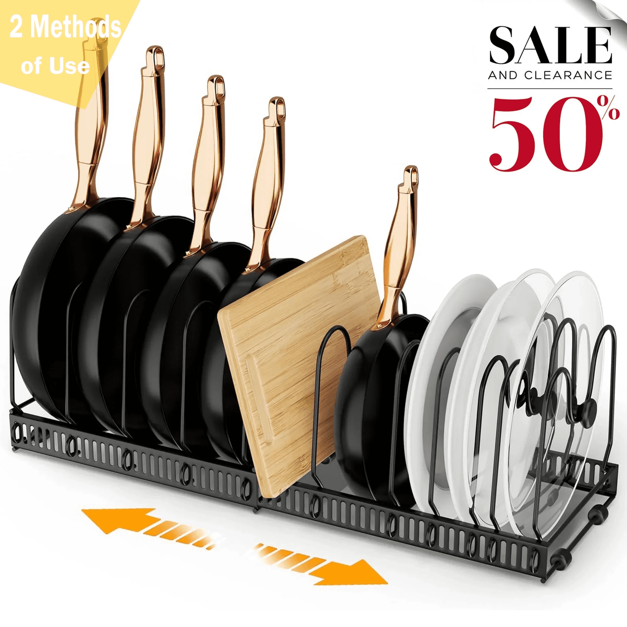 Werseon Expandable Kitchen Organizer, Adjustable Pot Lid Rack & Storage ...
