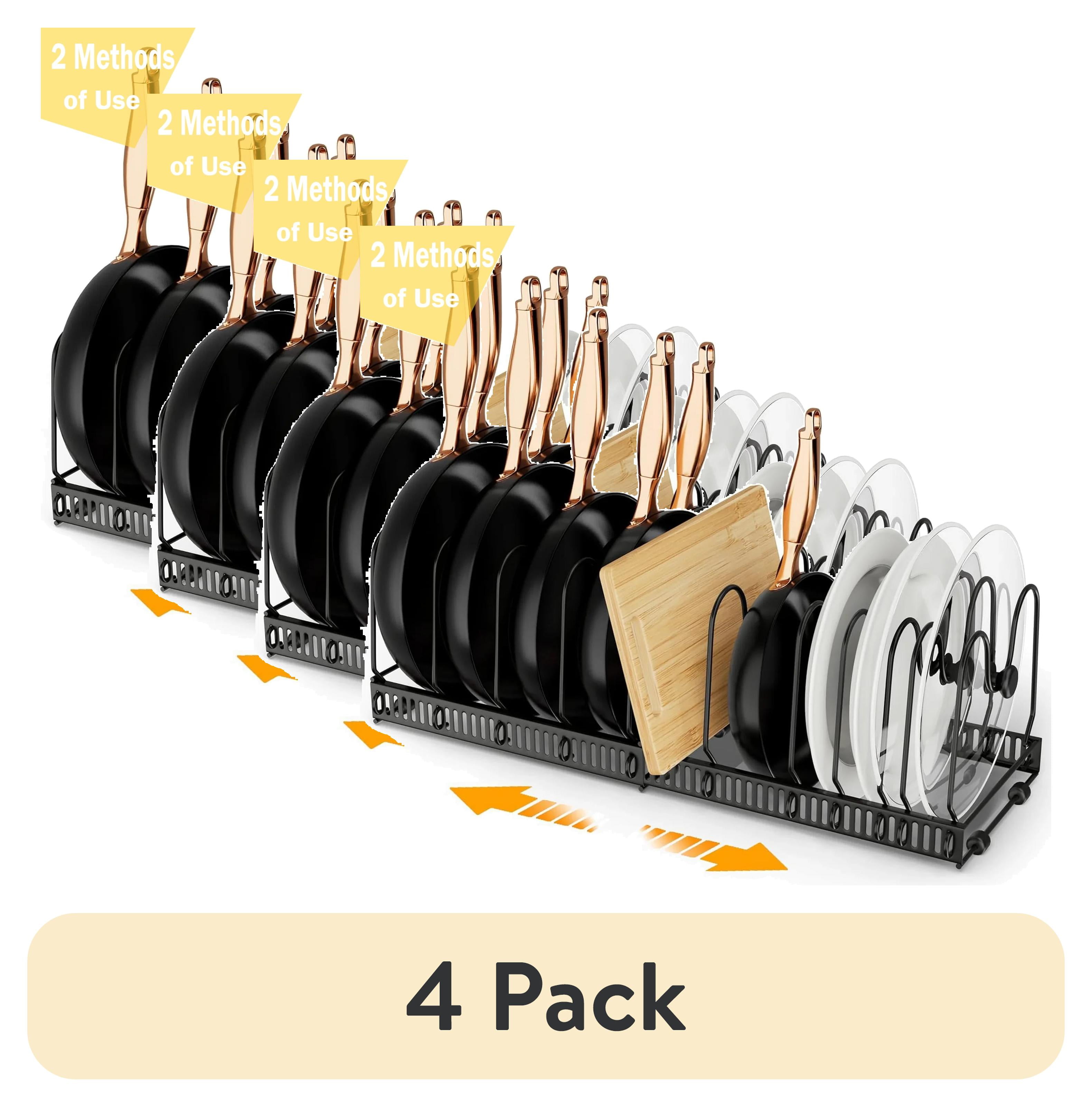 (4 pack) Werseon Expandable Pot Lid Organizer, Pots and Pans Lid Rack ...