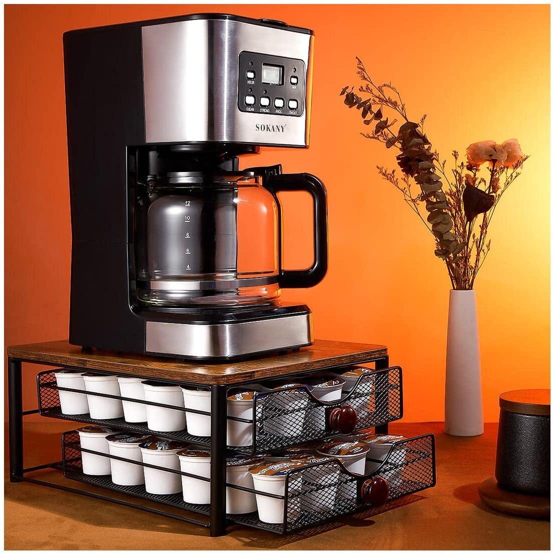 Werseon K Cup Holders, Wooden Coffee Pods Organizer with 48 K Cup Pods ...