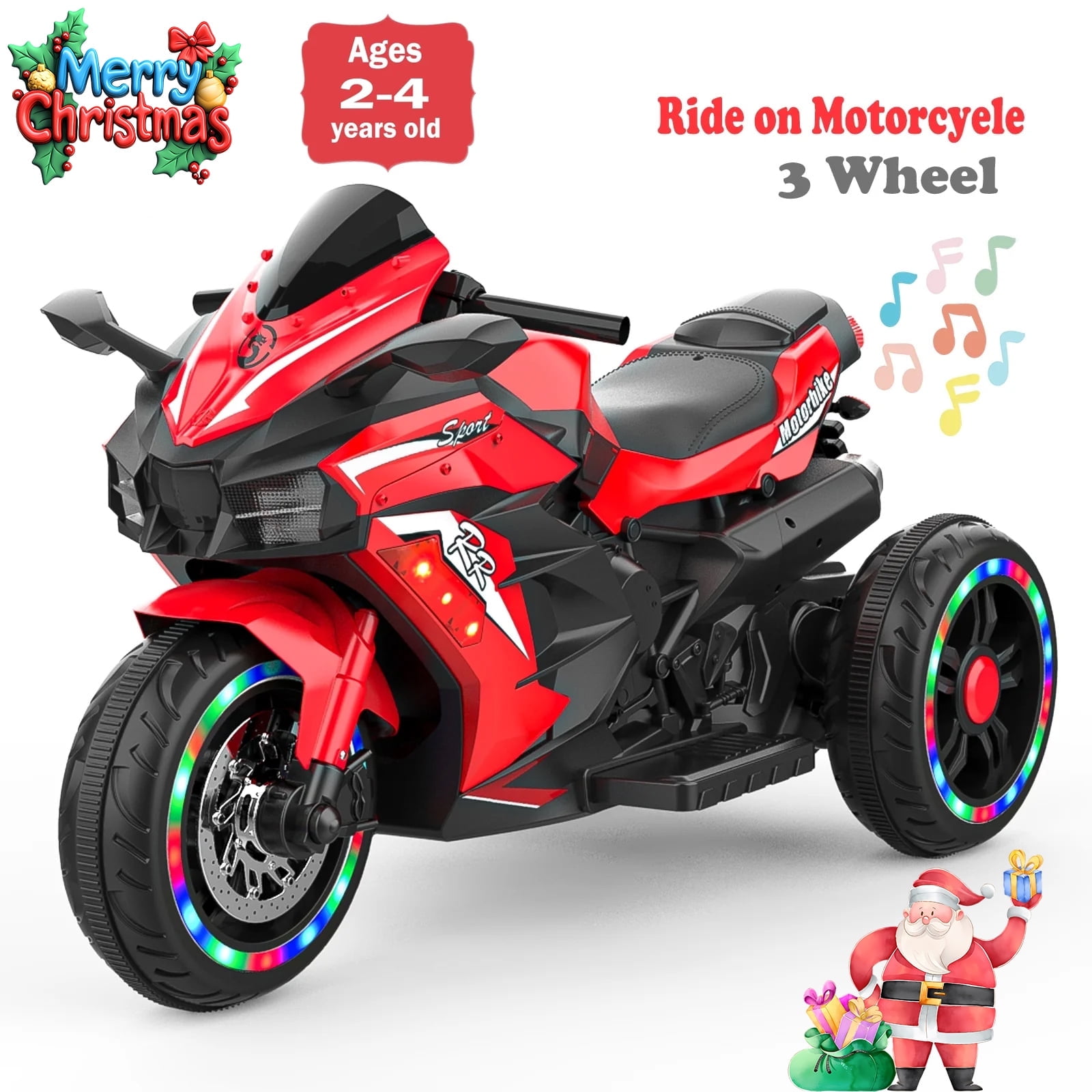 Werseon Kids Ride-On Motorcycle, 12V Electric, LED Wheels, Music, 3-6 ...