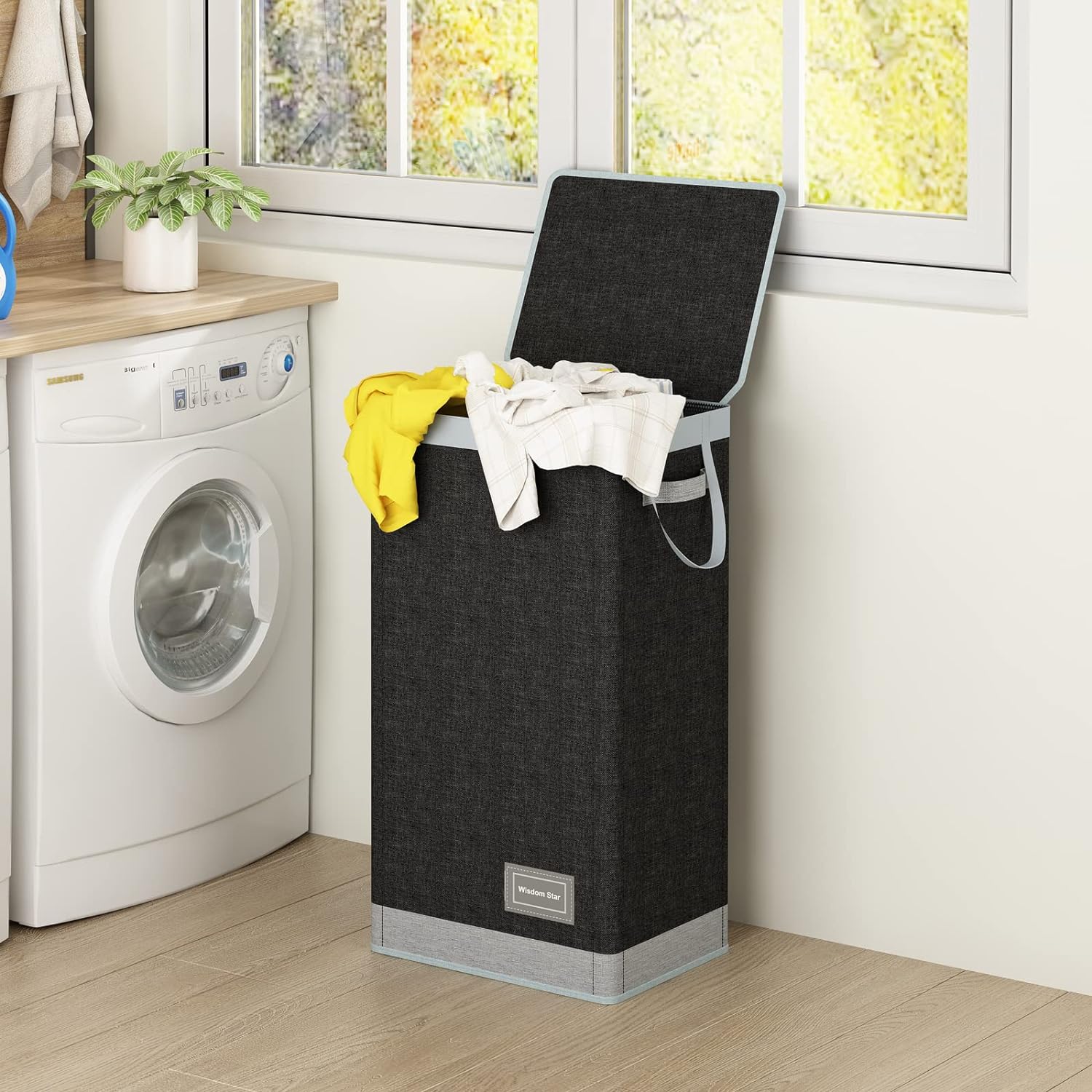 Magik 100L Rectangular Laundry Basket Handle Drawstring Storage Bin ...