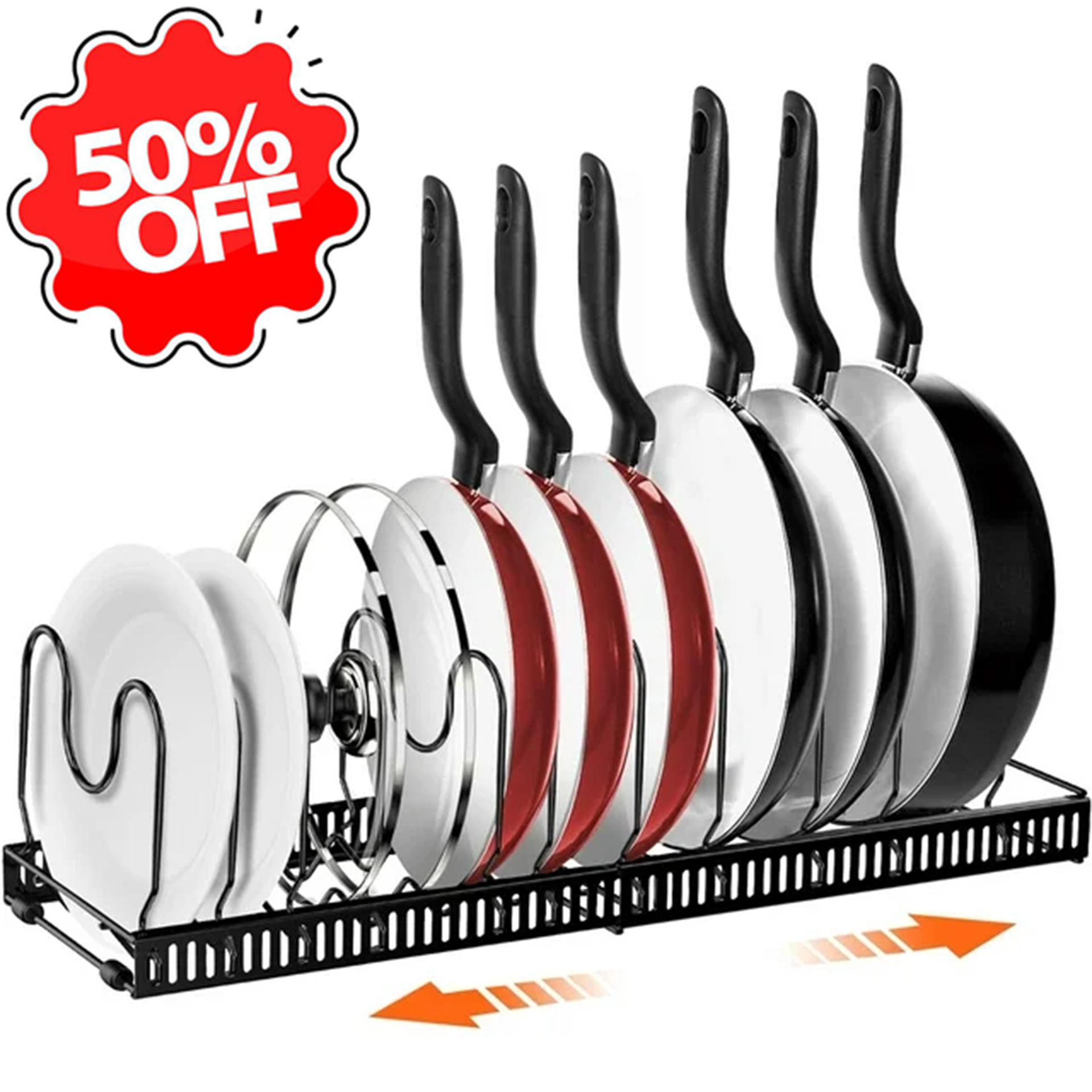 MONVANE Expandable Pot and Pan Organizer for Cabinet, Pot Pan Rack for ...