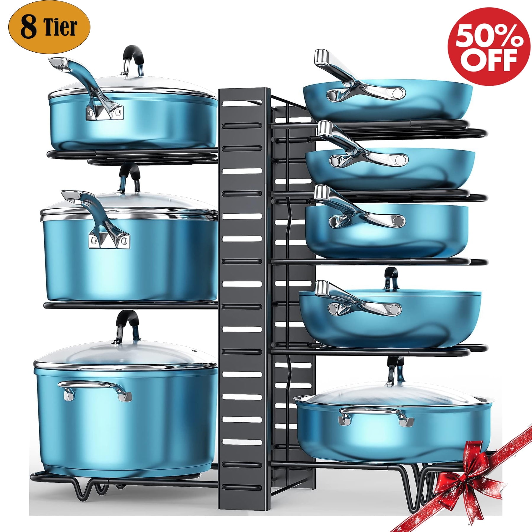 Werseon Pot Organizer Rack 8 Tiers Pots and Pans Organizer, Pot Lid ...