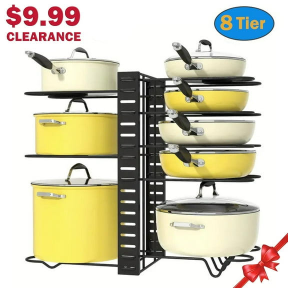 Simple Houseware Cookware Organizer, Pan & Pot Lid Holder, Silver ...
