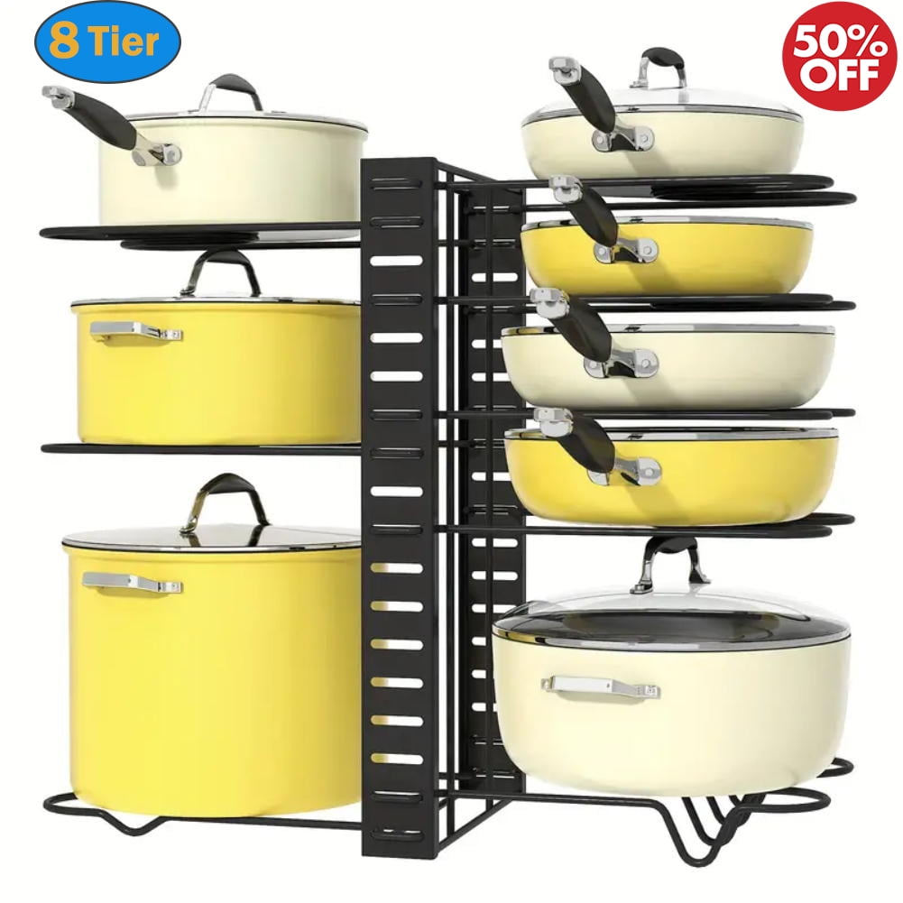 Werseon Pot Organizer Rack 8 Tiers Pots and Pans Organizer, Pot Lid ...