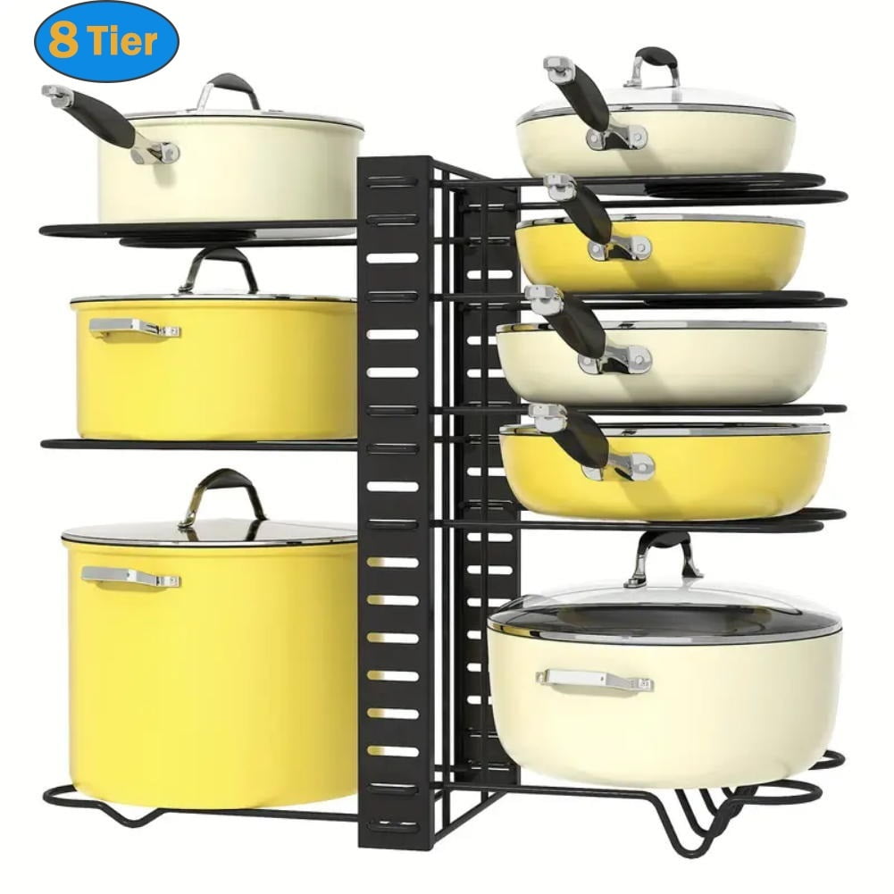 Werseon Pot Organizer Rack 8 Tiers Pots and Pans Organizer, Pot Lid ...