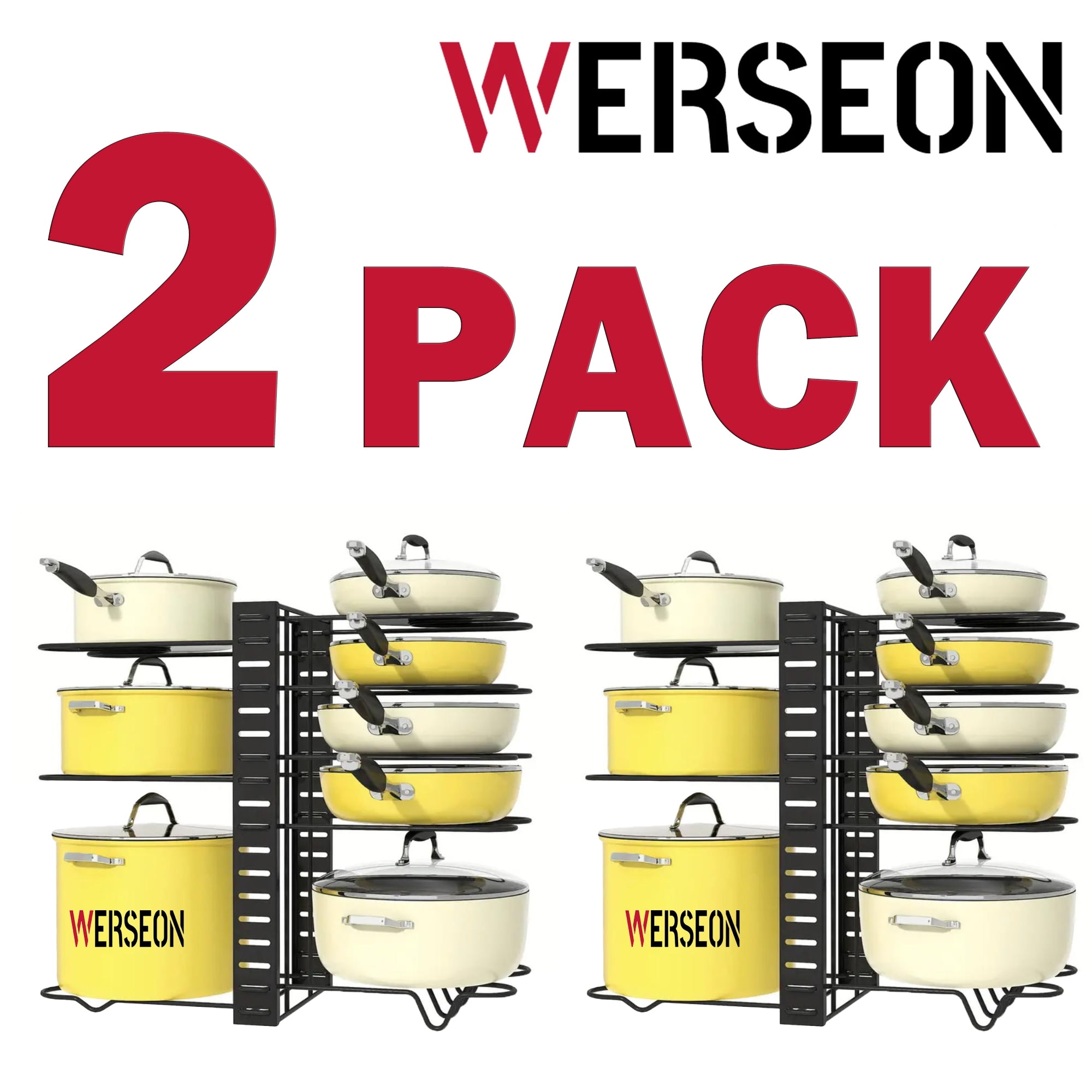 Werseon 2 Pack Pot and Pan Rack, Pot Rack Organizers, Kitchen ...