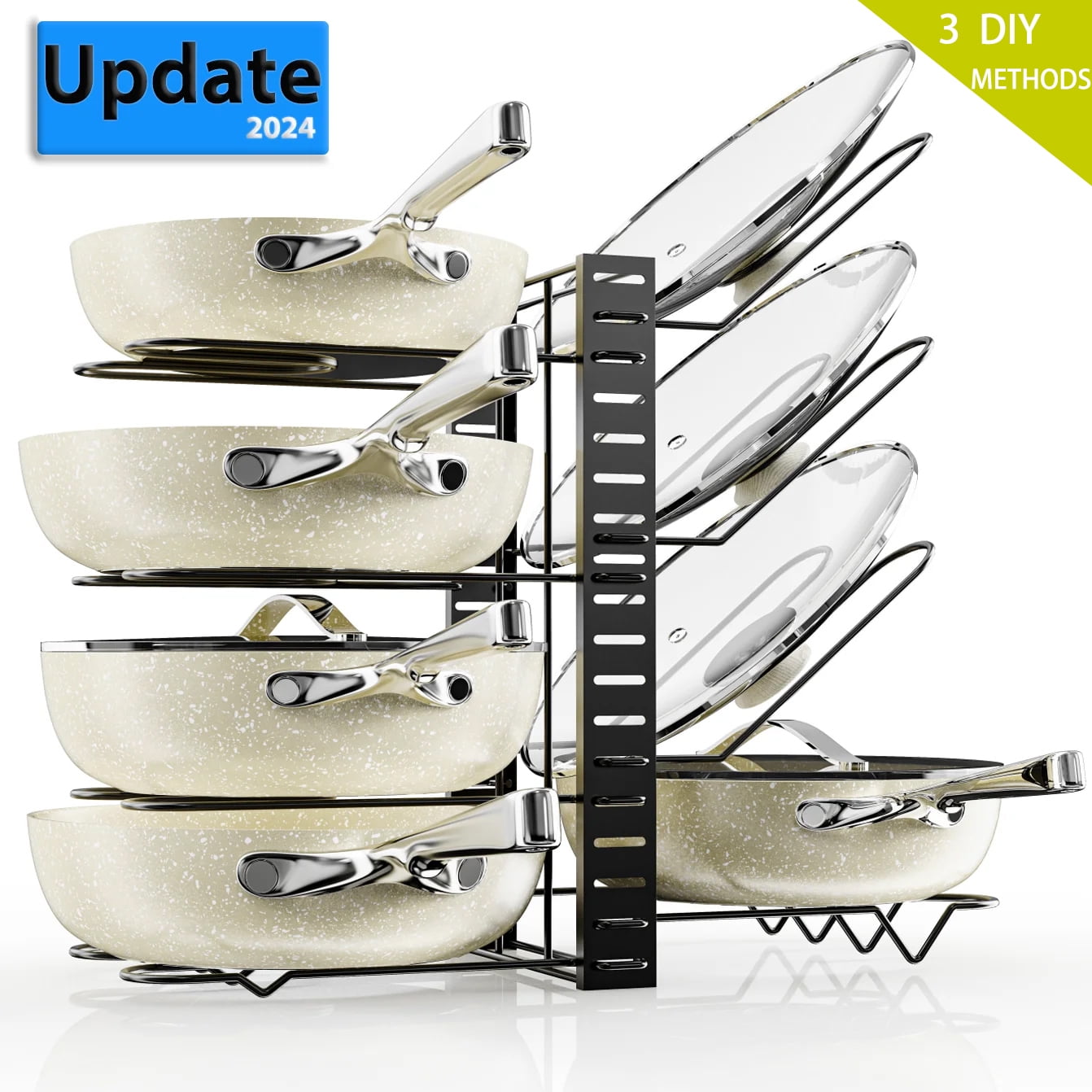 Werseon Adjustable Pots and Pans Rack, Kitchen Cookware Sets Holder ...