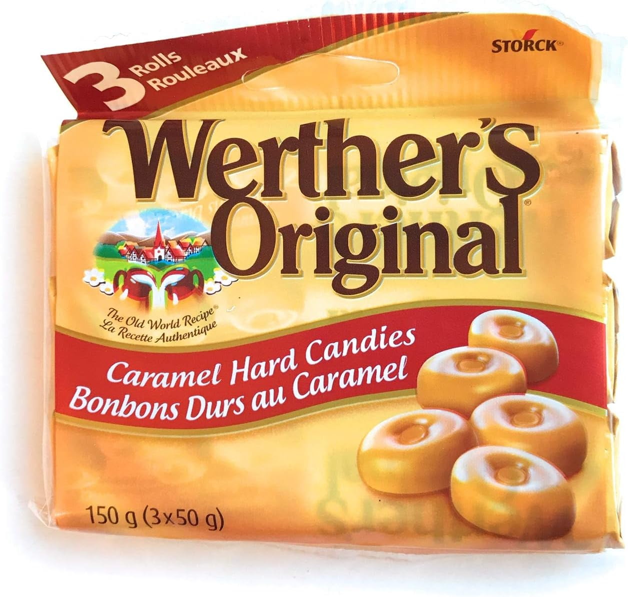 Werther's Original Caramel Hard Candies, 3 Rolls x 50g, 150g/5.25 oz ...