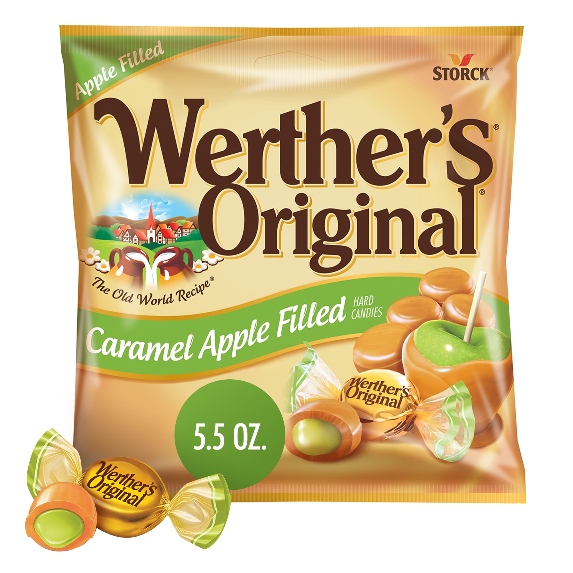 Werther's Original Creamy Apple Flavored Hard Filled Caramel Candy, 5.5 ...