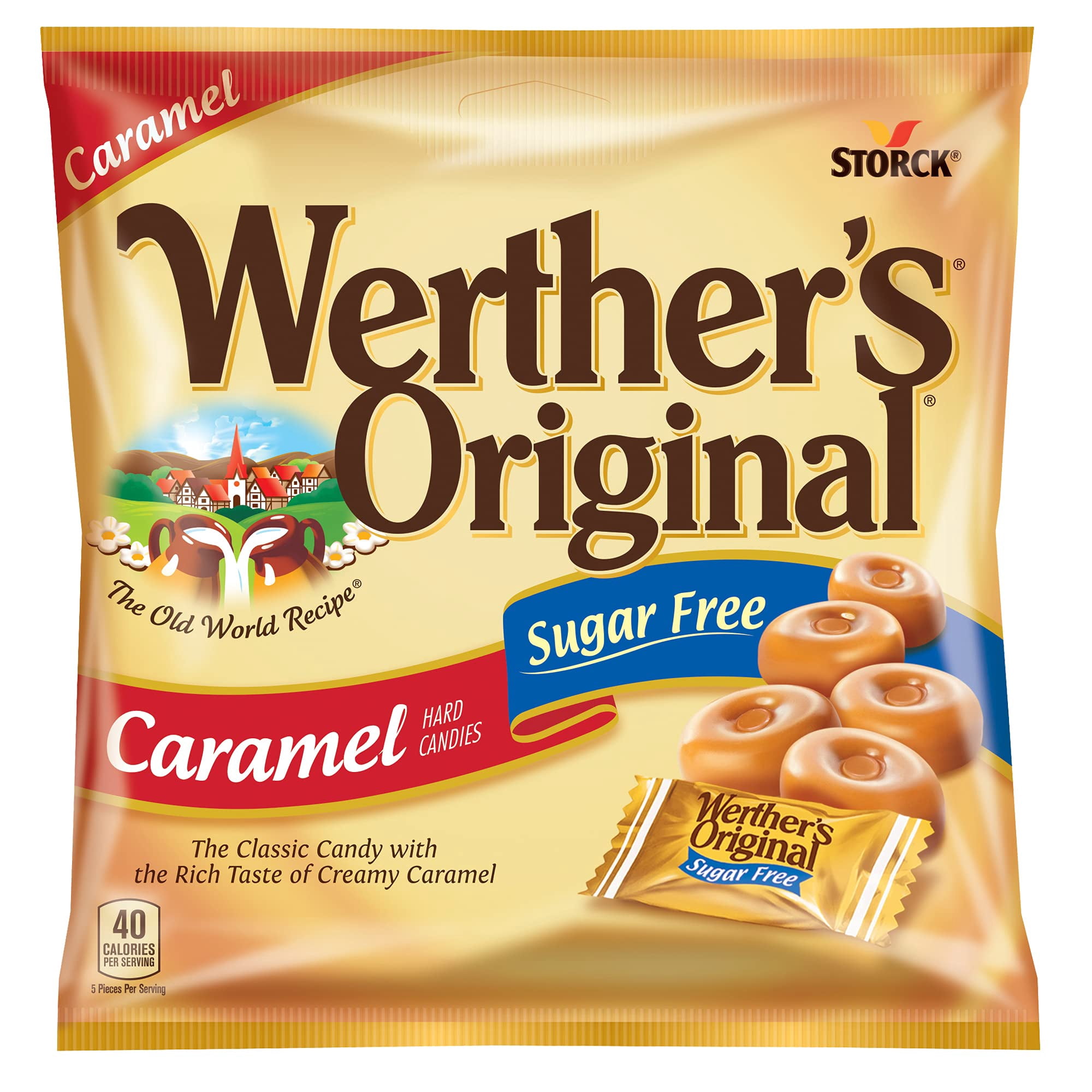 Werther's Original Hard Sugar DMF15 Free Caramel Candy, 2.75 Oz Bags ...