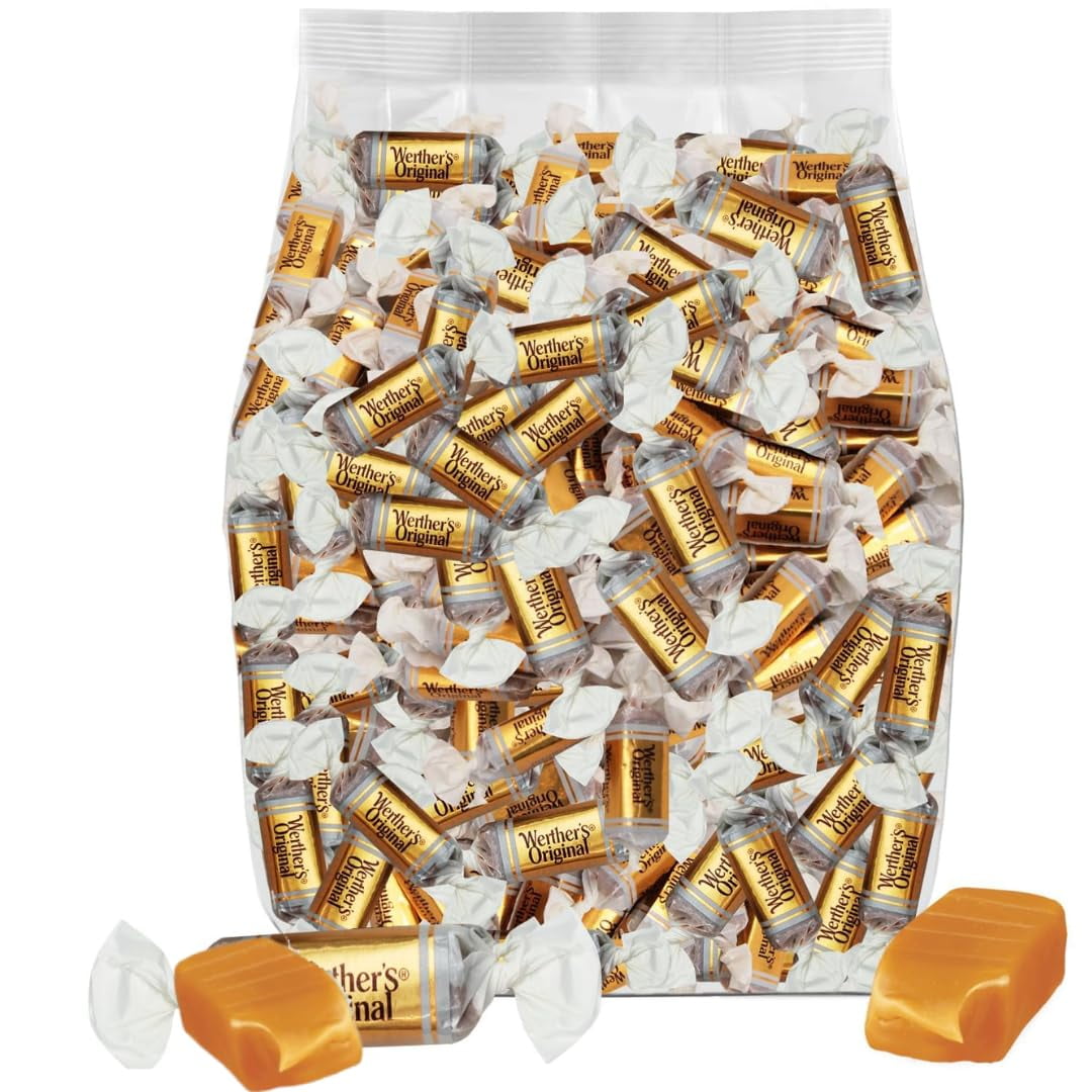 Werthr's Original Chewy Caramel BCF26 Candy 1 Pound Individually ...