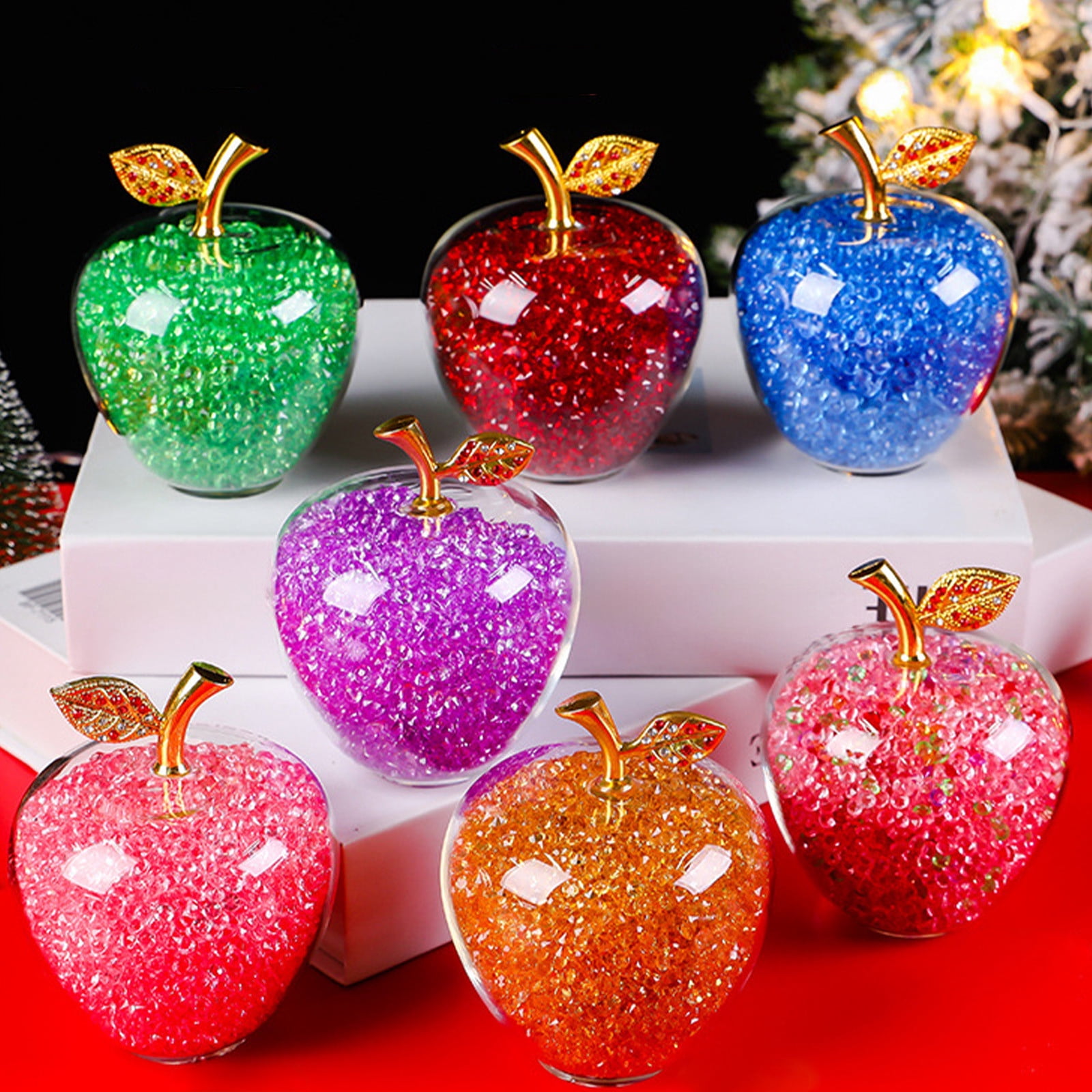 Werulen Under $5 ! Colored Crystal Apples Figurine Glass Apples Art ...