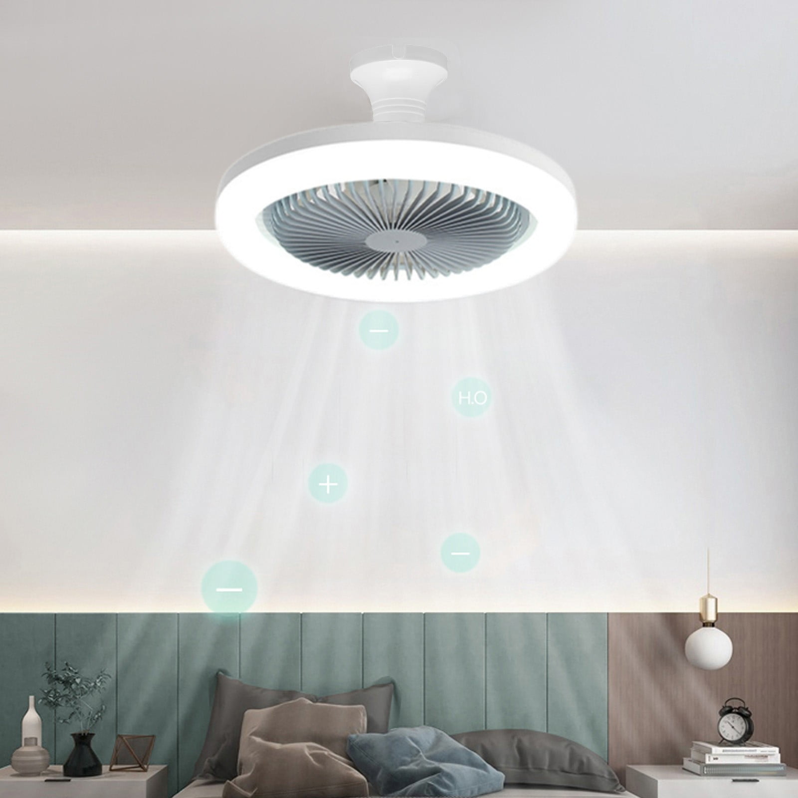 Werulen Ceiling Fan Light Fixture, 30W Enclosed Low Profile Fan With ...