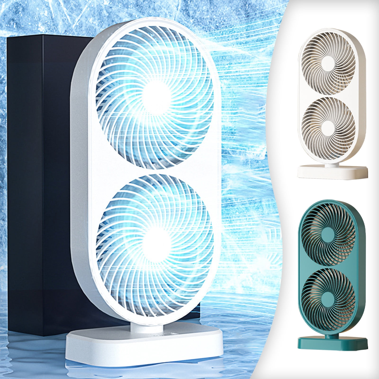 Werulen Under $5 ! Desktop Fan Double Head Fan, Powerful Electric Table ...