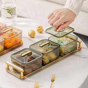 Loobuu Divided Serving Tray with Lid, 6 Compartments Veggie Tray, Snack ...