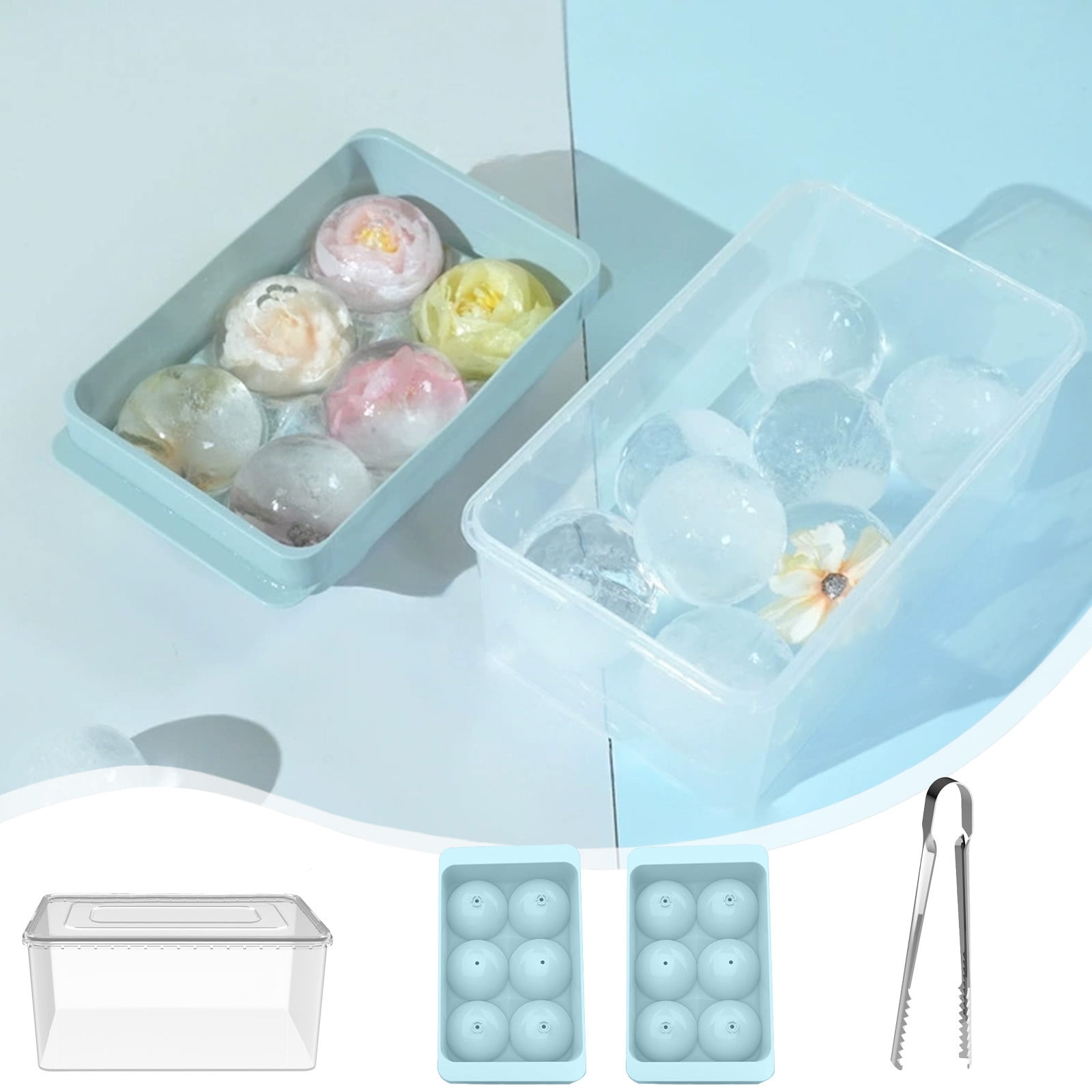 Werulen Clearance Under $5 ! Large Ice Balls Tray with Lid and Bin, Ice ...