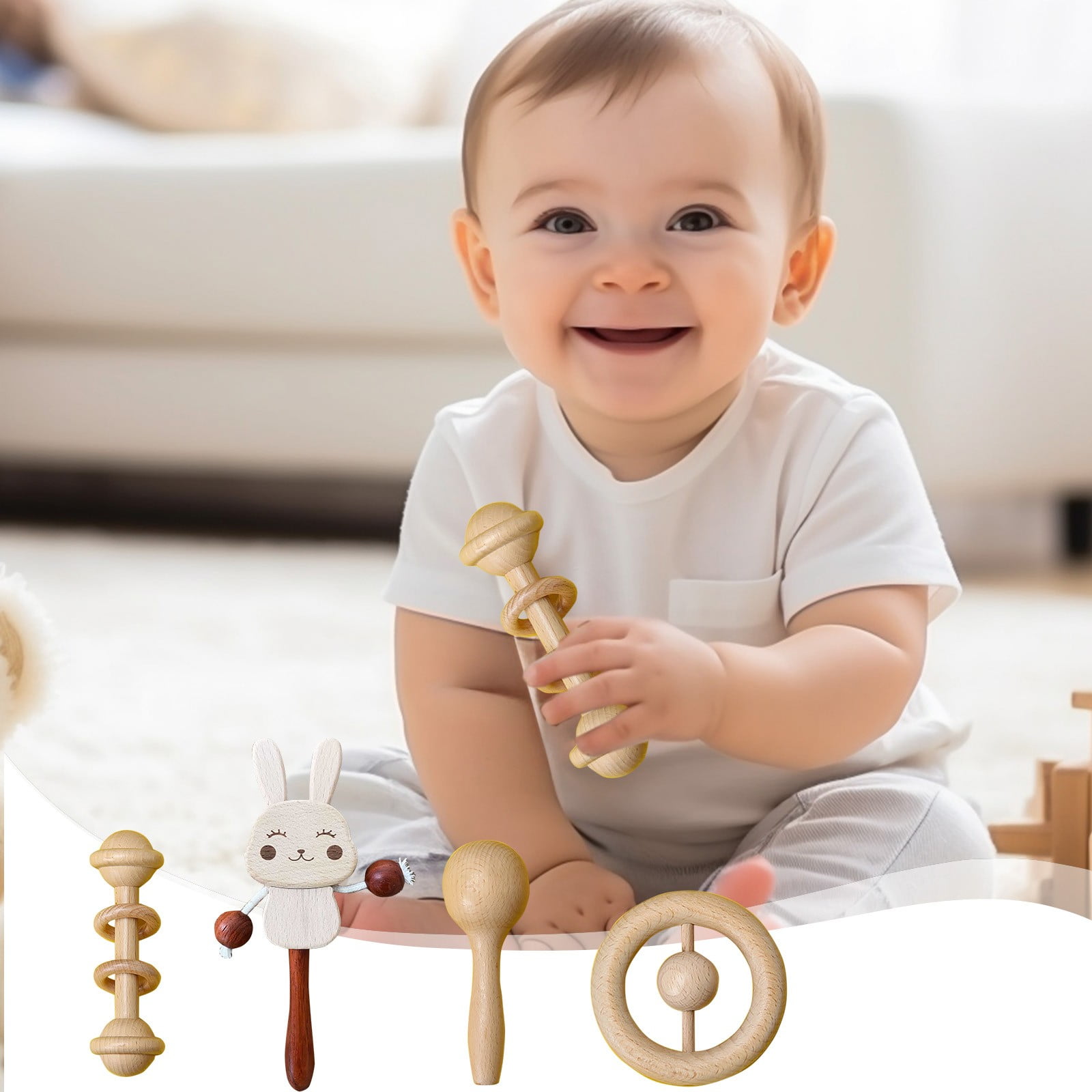 Werulen Clearance Toys Under $5 ! Wooden Hand Cranked Bells Toy ...