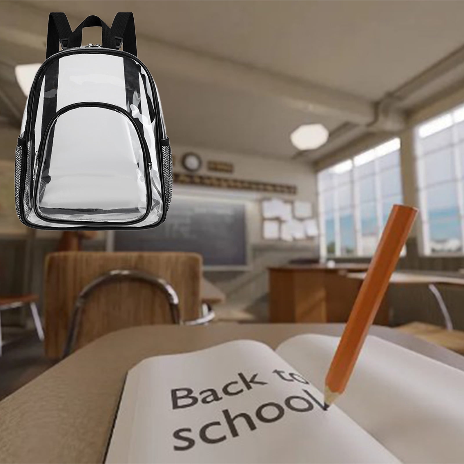 Werulen Cool Backpack Clearance Clear Backpack Heavy Duty Clear Bookbag ...