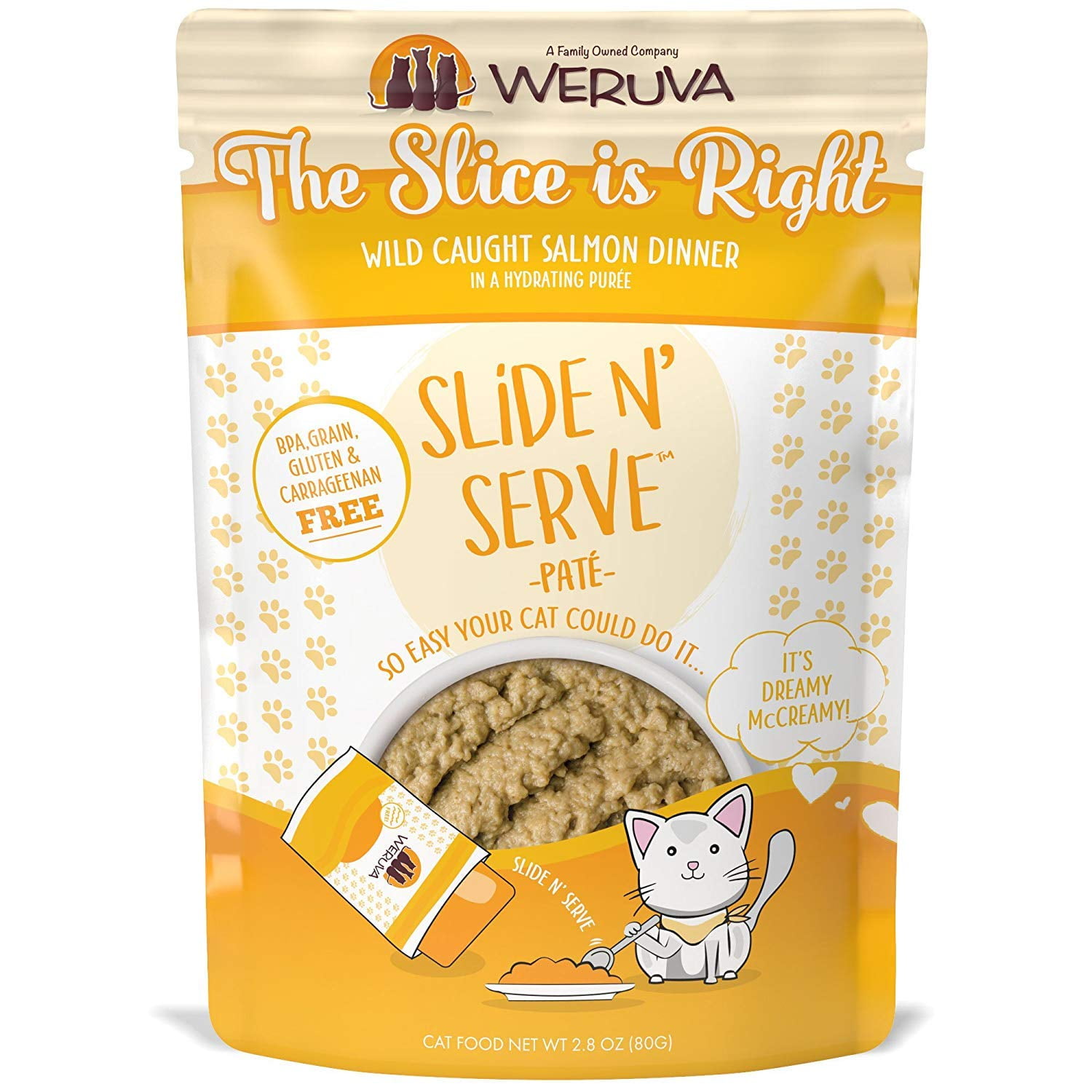 Weruva Wet Cat Food, IRF13 The Slice is Right with Wild Caught Salmon Pate, 2.8oz Slide N Serve ...