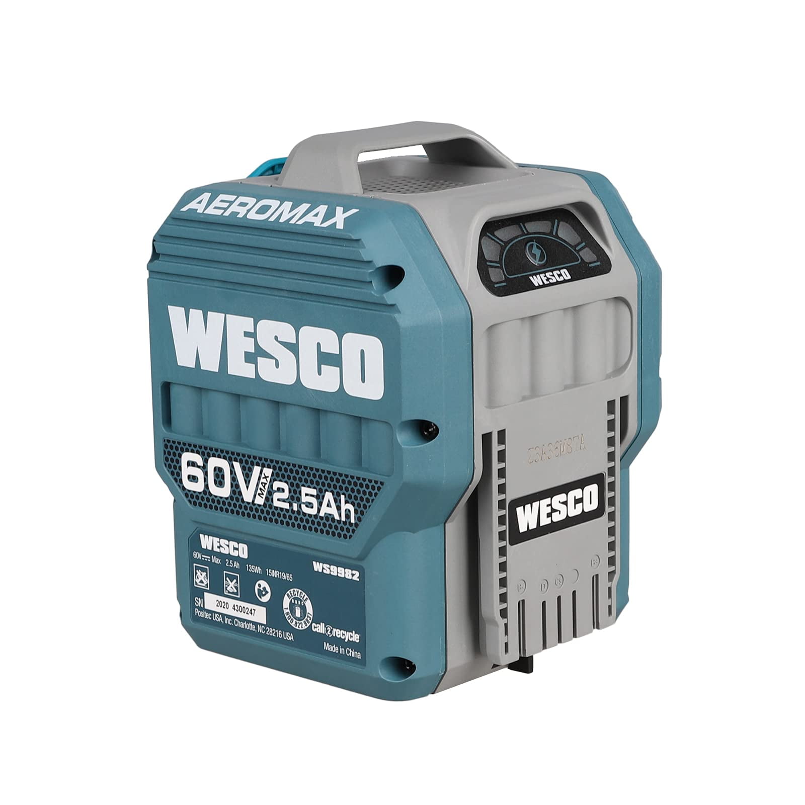 Wesco 60V 2.5Ah Li-ion Battery Pack, Intelligent Power Management ...