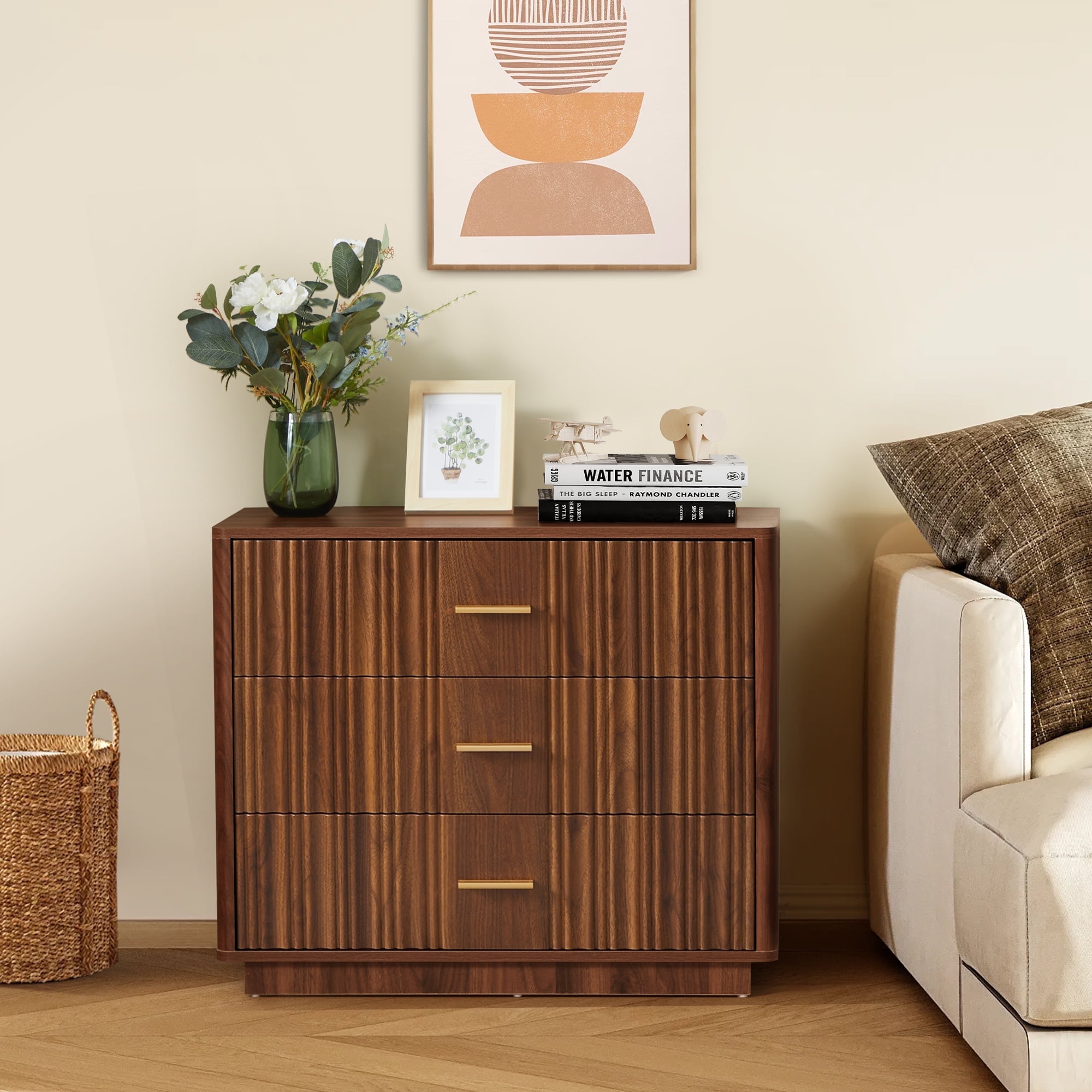 Weselon 3-Drawer Farmhouse Dresser with Waveform, Fully Assembled ...