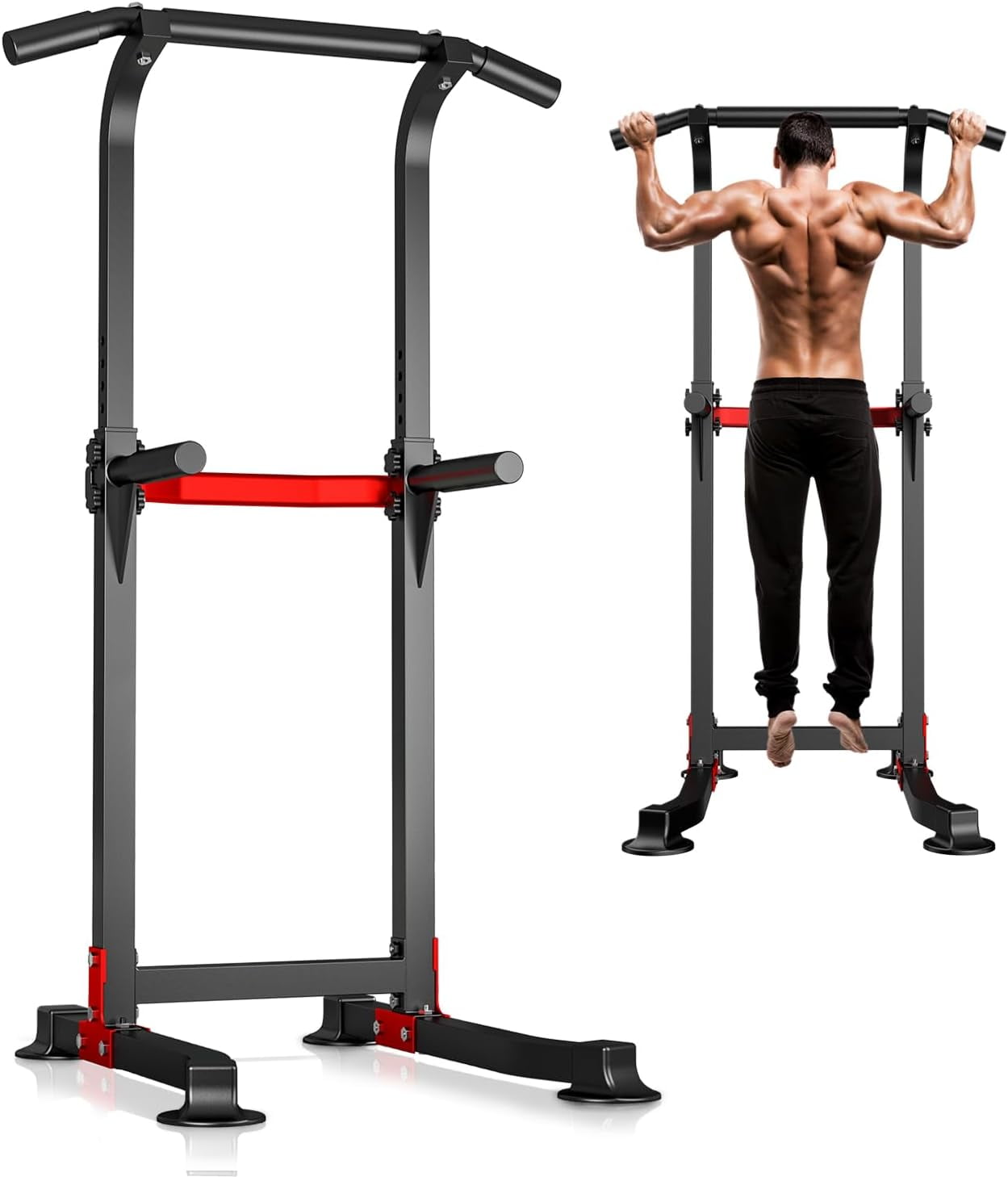 Wesfital Pull Up Bar Dip Bar Power Tower Workout Dip Station Height ...