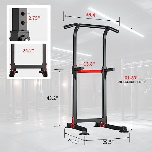 Wesfital Pull Up Bar Dip Bar Power Tower Workout Dip Station Height ...