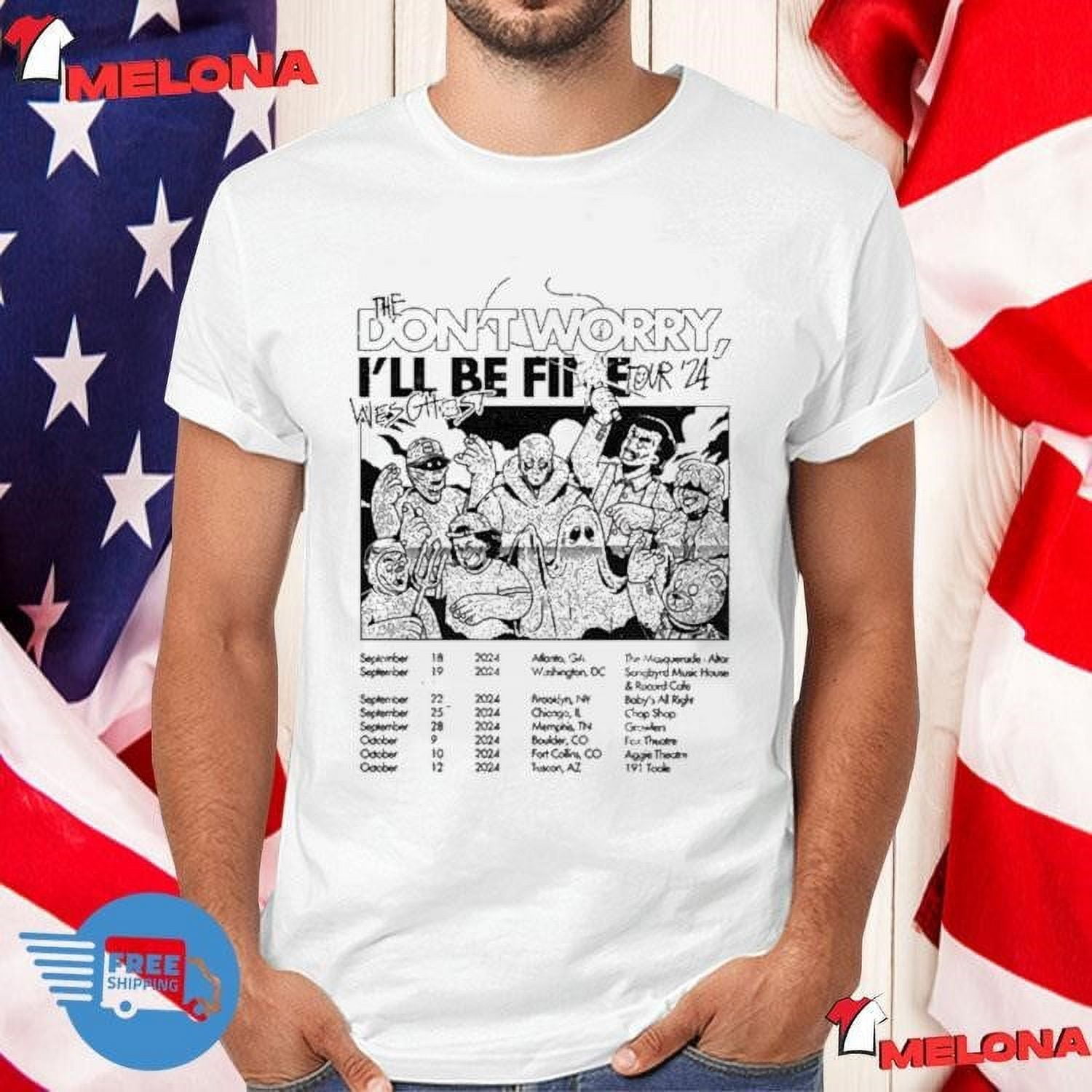 Wesghost Don't Worry I'll Be Fine Tour 2024 T-shirt - Walmart.com