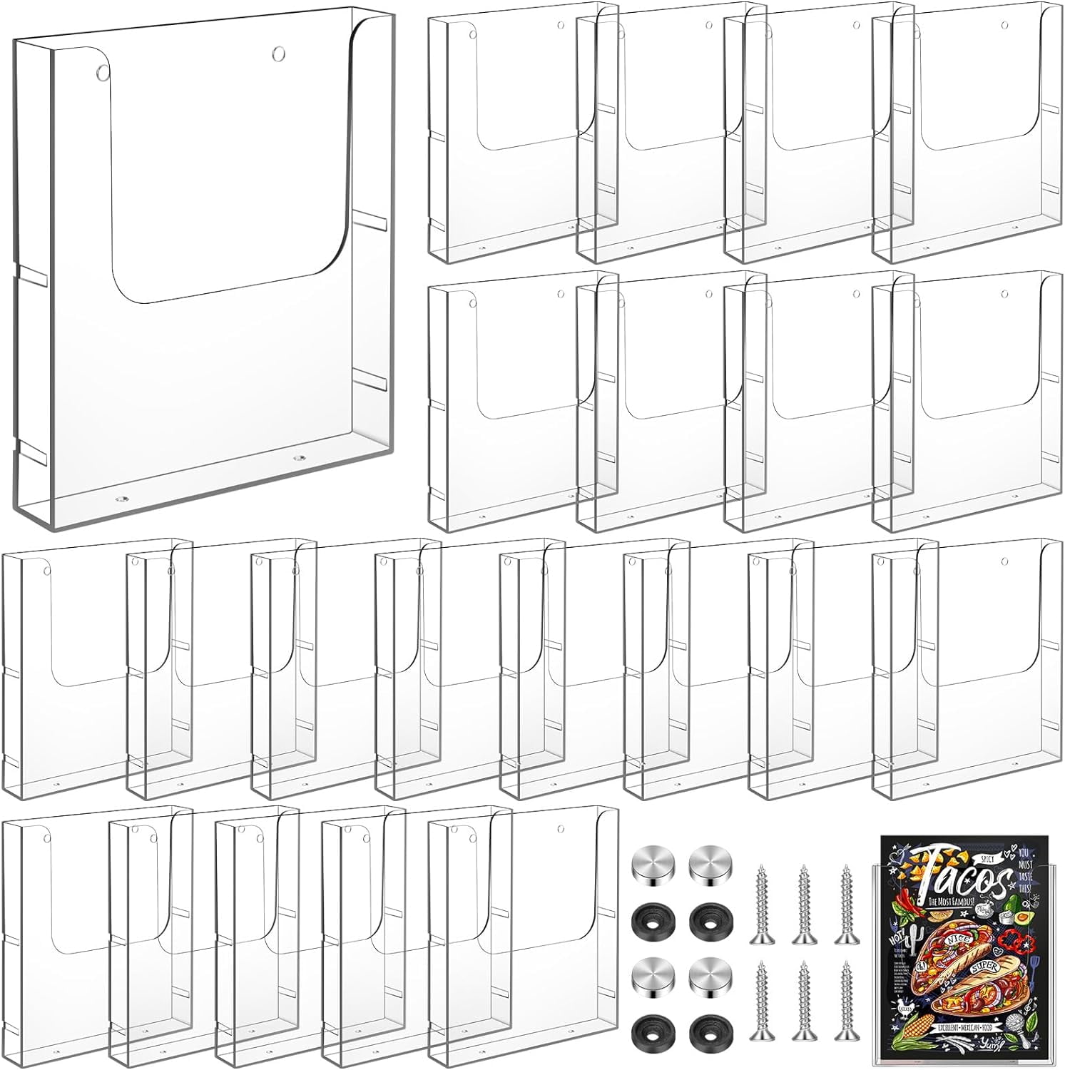 Wesiti Acrylic Brochure Holder 8.5 x 11 Inches Wall Mount Flyer Holder ...