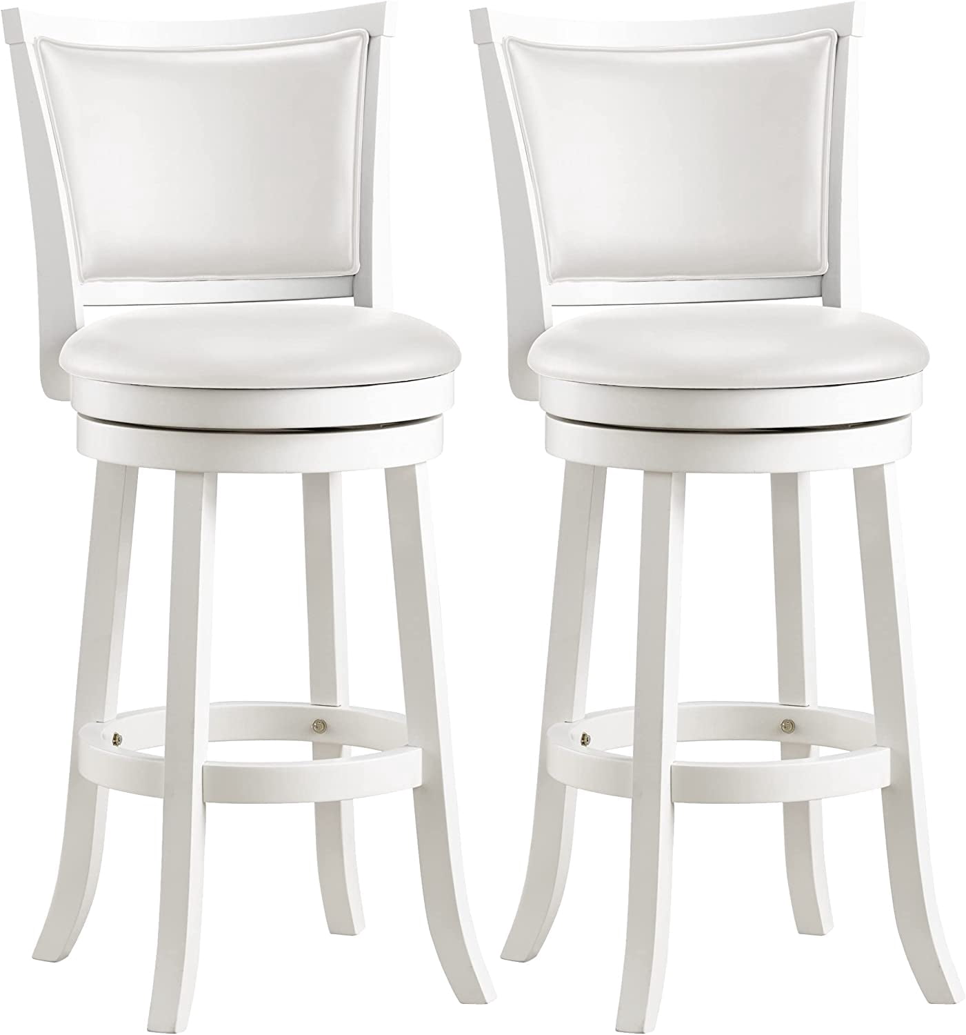 Wesley Set of 2 White Wood Swivel Bar Height Barstools wth Back and ...