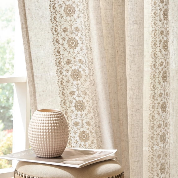 Weslie Boho Curtafor Bedroom Vintflfarmhouse 96 Inches Long Linen ...