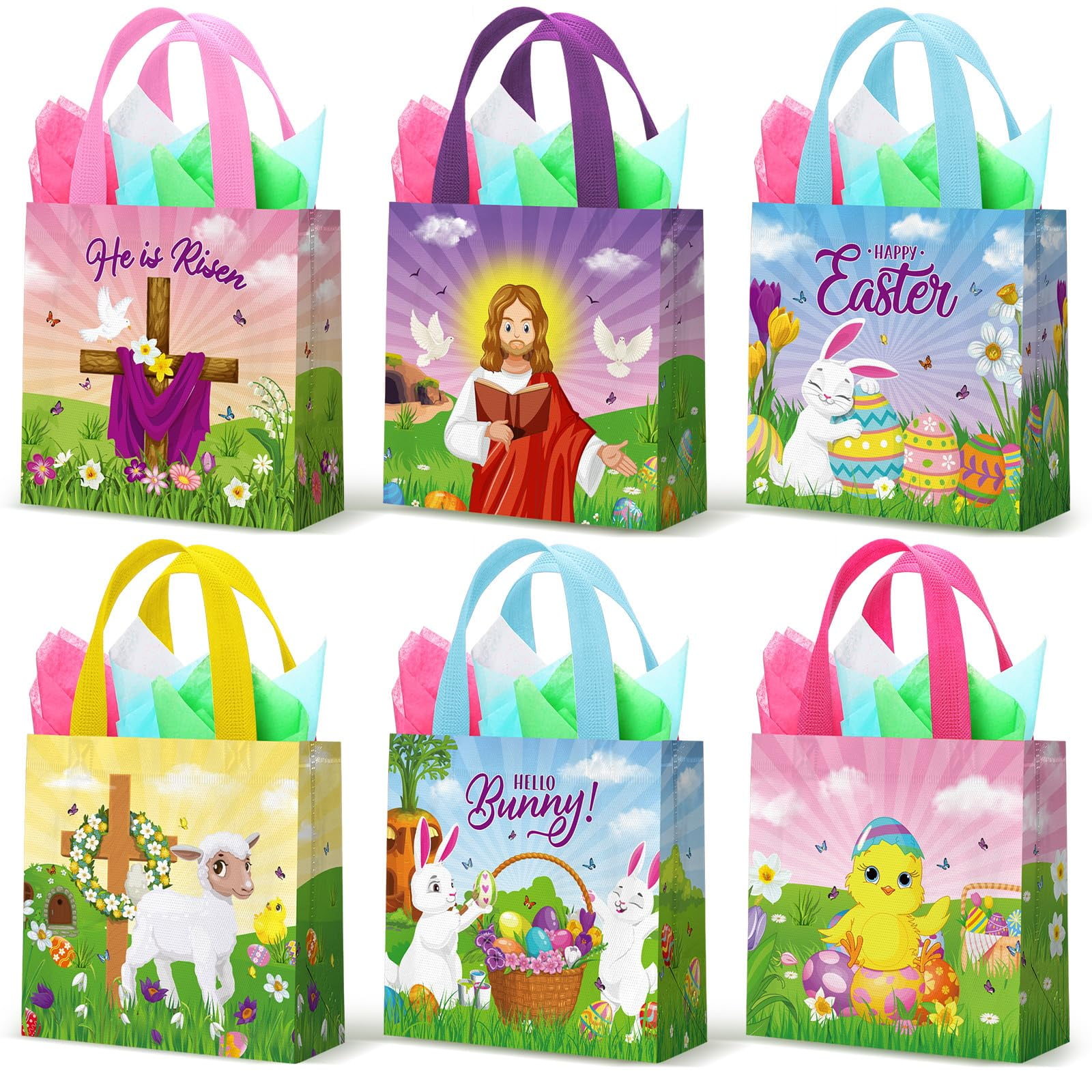 Wesnoy 30 Pack Reusable TSF6 Religious Gift Bags Non Woven Tote Bags ...