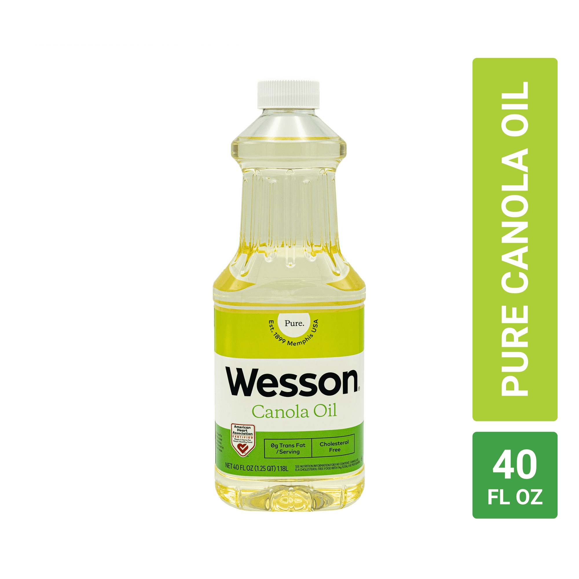 Wesson Pure Canola Oil, 40 fl oz, Vegetable Cooking Oil for Versatile ...