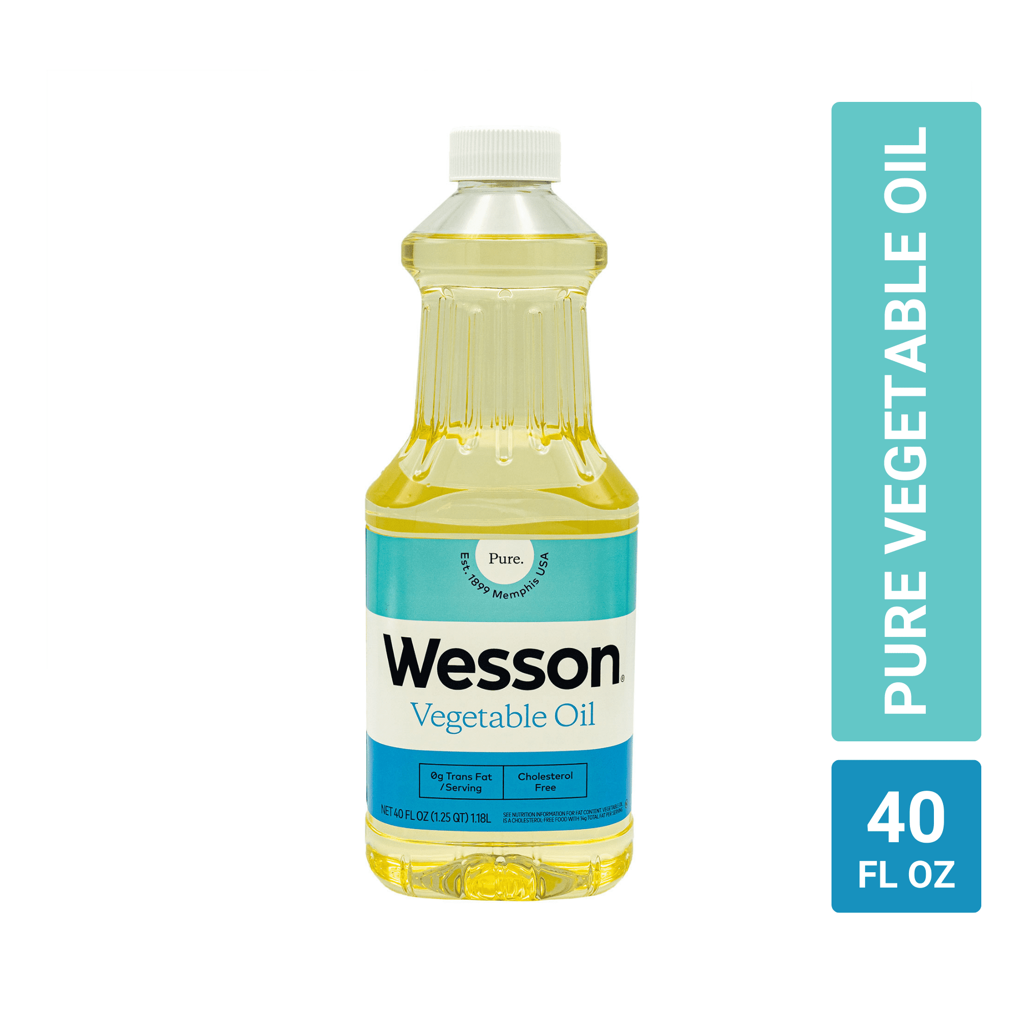 Wesson Pure Vegetable Oil 40 fl oz Soybean Cooking Oil - Walmart.com