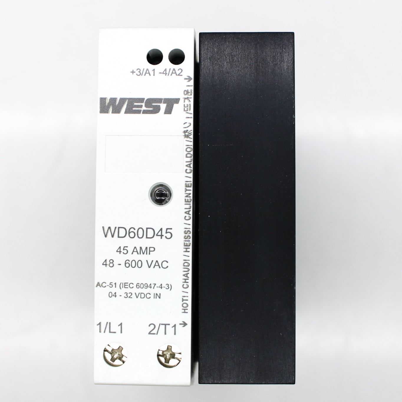 West 24-600VAC 45A DIN Rail Solid State Relay w/ Heatsink WD60D45 ...