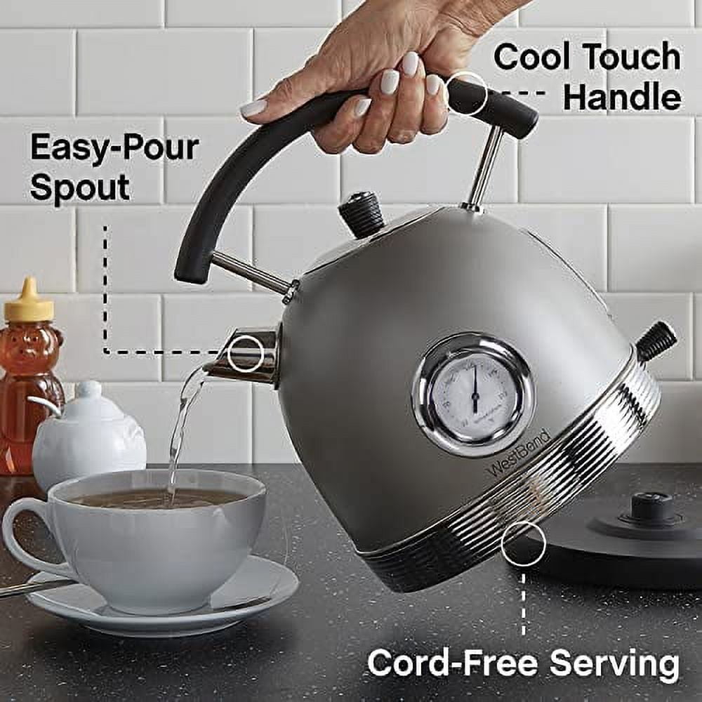West Bend Retro-Style Stainless Steel Electric Kettle, Gray - Walmart.com