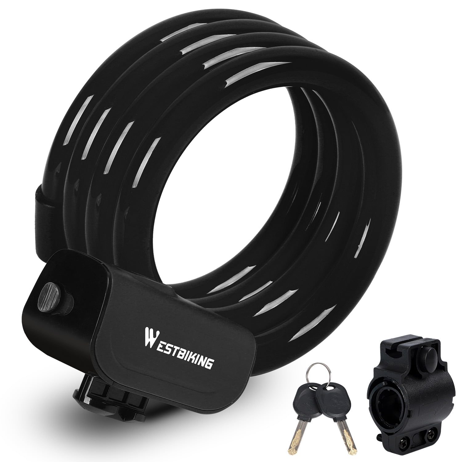 West Biking Bicycle Cable Lock 11mm 1.2m/4ft Anti-Theft Bike Combo ...