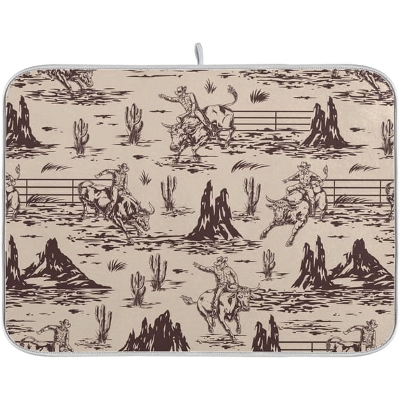 West Cactus Cowboy Dish Drying Mat for Kitchen Counter Absorbent ...